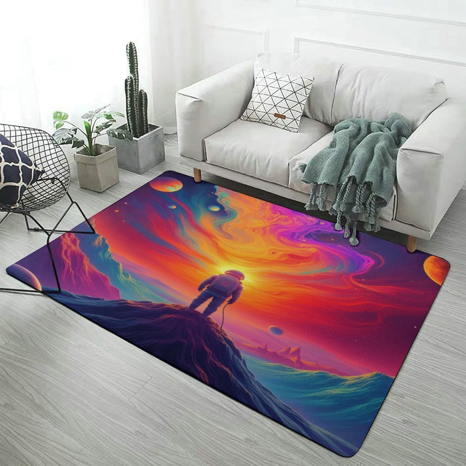 Astronaut's Cosmic Odyssey Carpet Rug for Home Living Room Bedroom Sofa ...