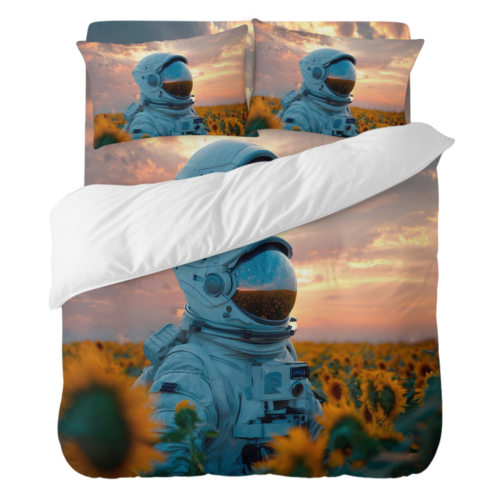 Astronauts Bedding Duvet Cover Set Queen Size 4 Pieces, Floral ...