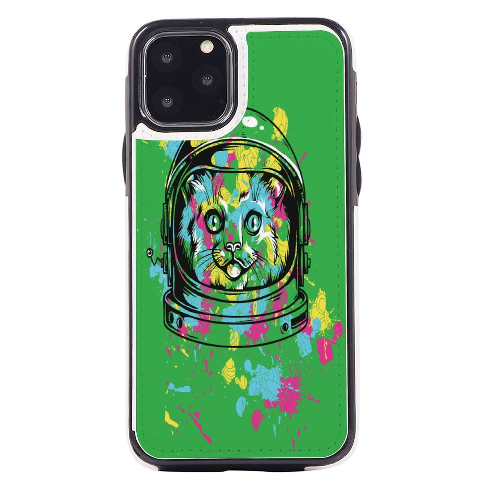 Astronauts, Cats, Spray Paint Leather Wallet Case for iPhone 16 15 14 13 12 11 Pro Max Wallet ...