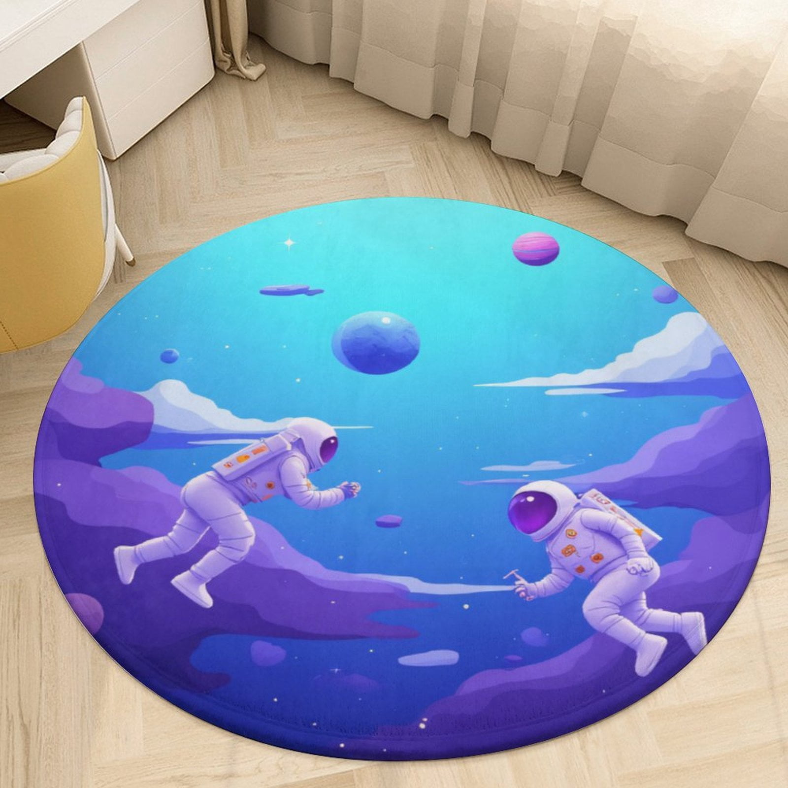 Astronauts Exploring Space Adventure Round Area Rugs for Bedroom Living ...