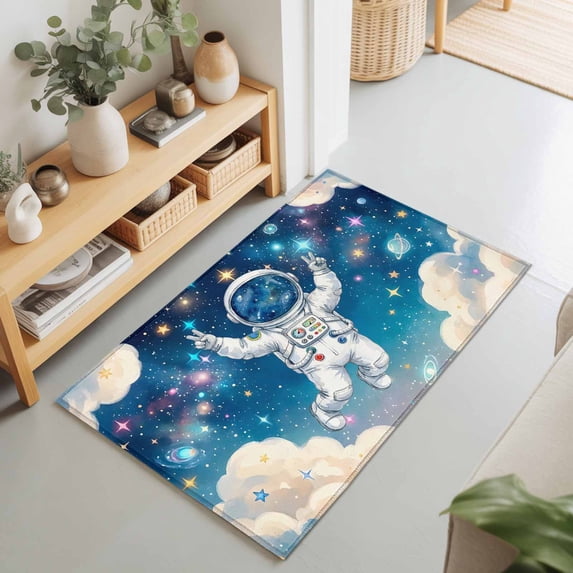 Astronauts Galaxy Dream Sky Rectangle Rug 2'x3' Stars Moon Planet ...