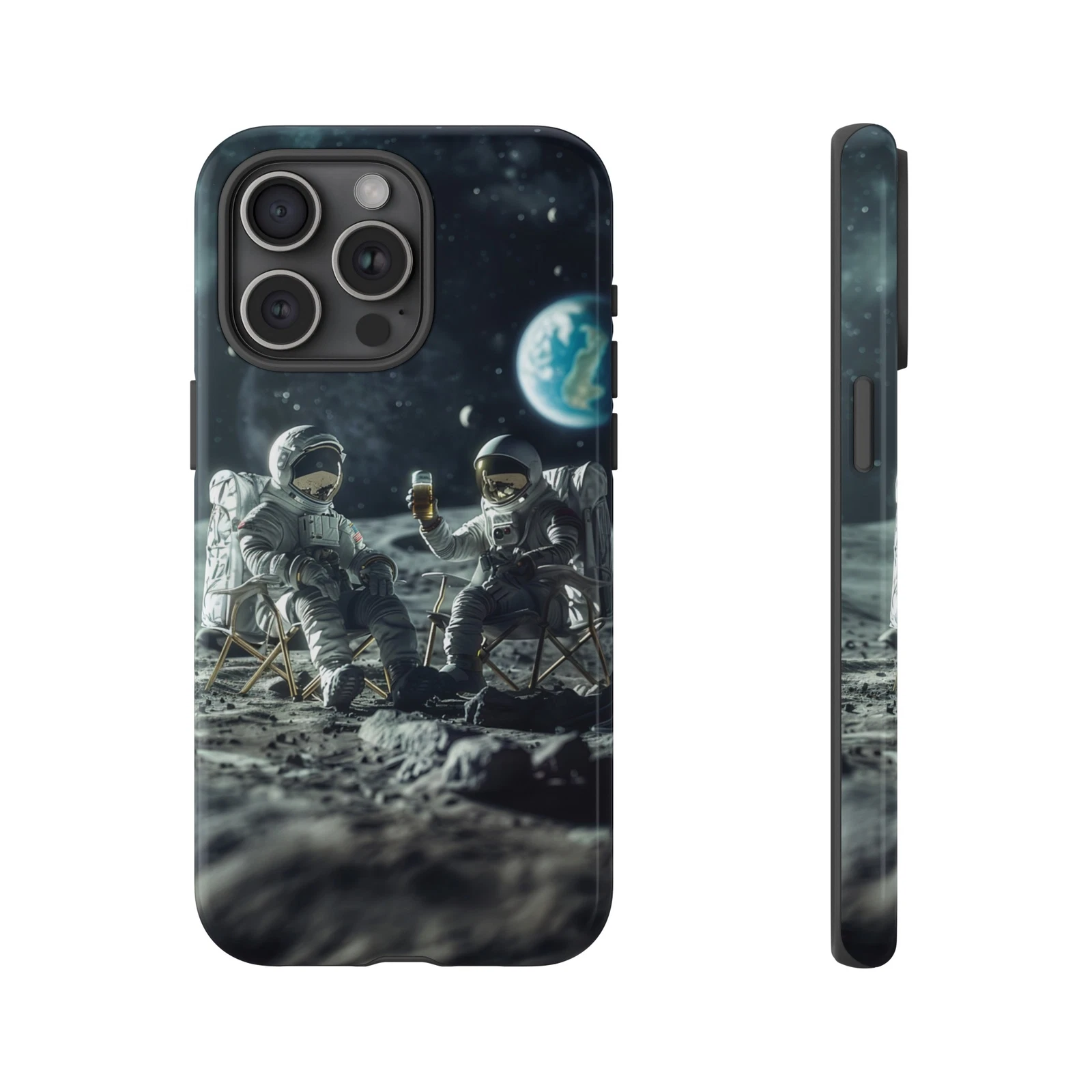 Astronauts Lunar Cold Moon Scene Case for iPhone 17 to 11 Pro Max ...