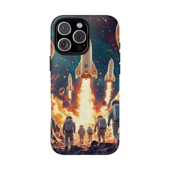Astronauts Planetary Spaceship Phone Case for iPhone 17 through 11 Pro ...