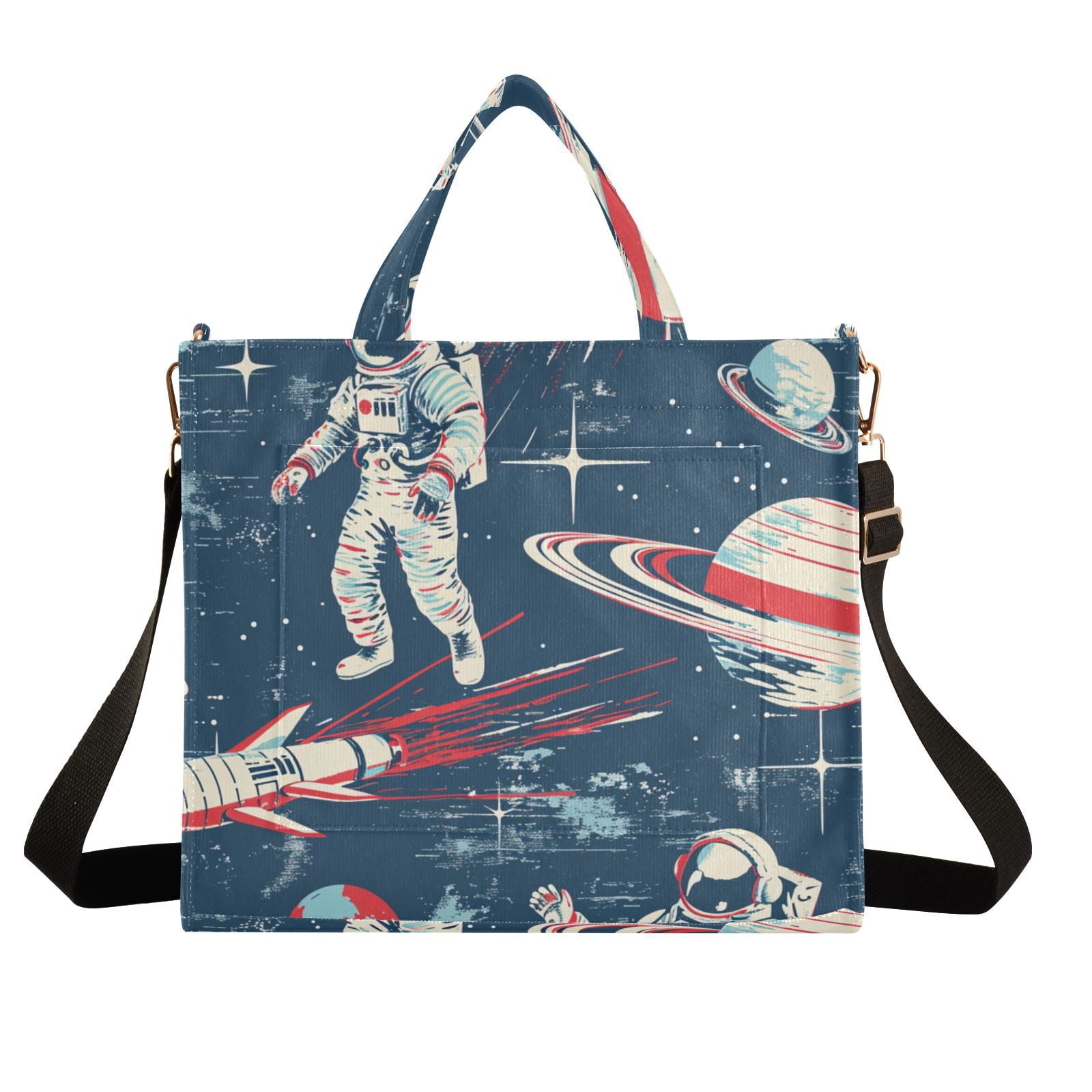 Astronauts Planets Rockets Corduroy Tote Bag Handbag Large Messenger ...