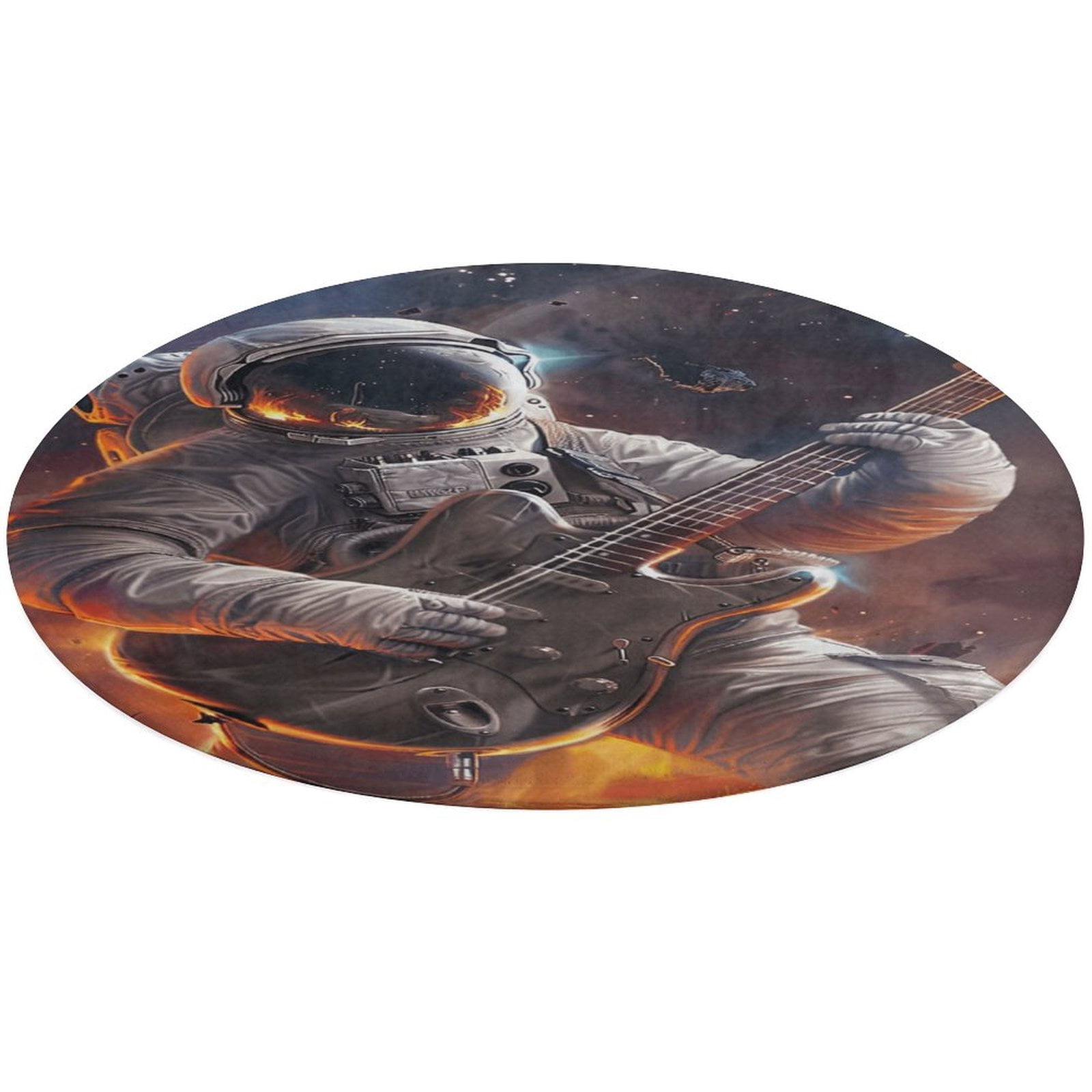 Astronauts Play Guitar in Space Round Rugs -Washable Non-Slip Small ...