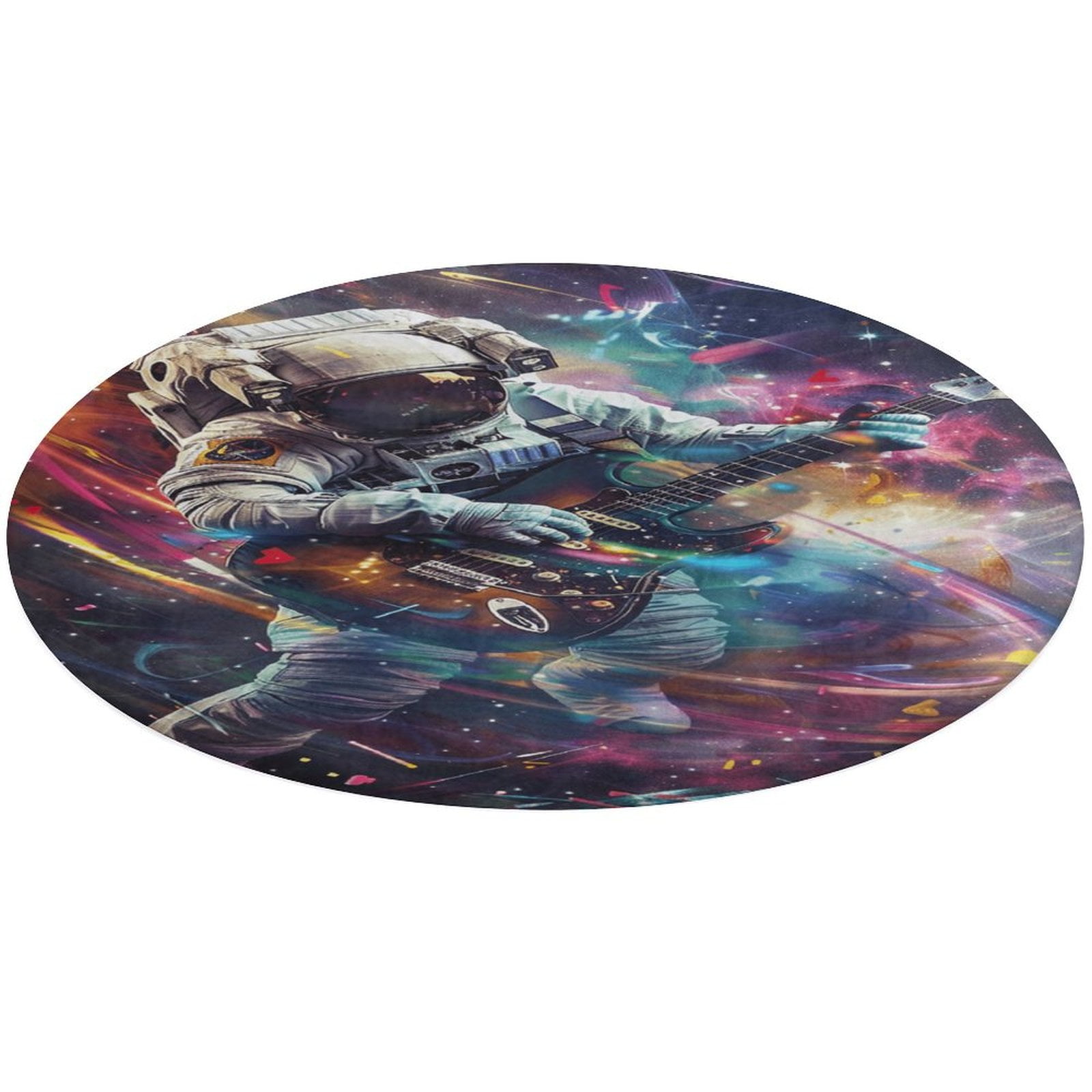 Astronauts Play Guitar in Space Round Small Area Rug, Print Non Slip ...