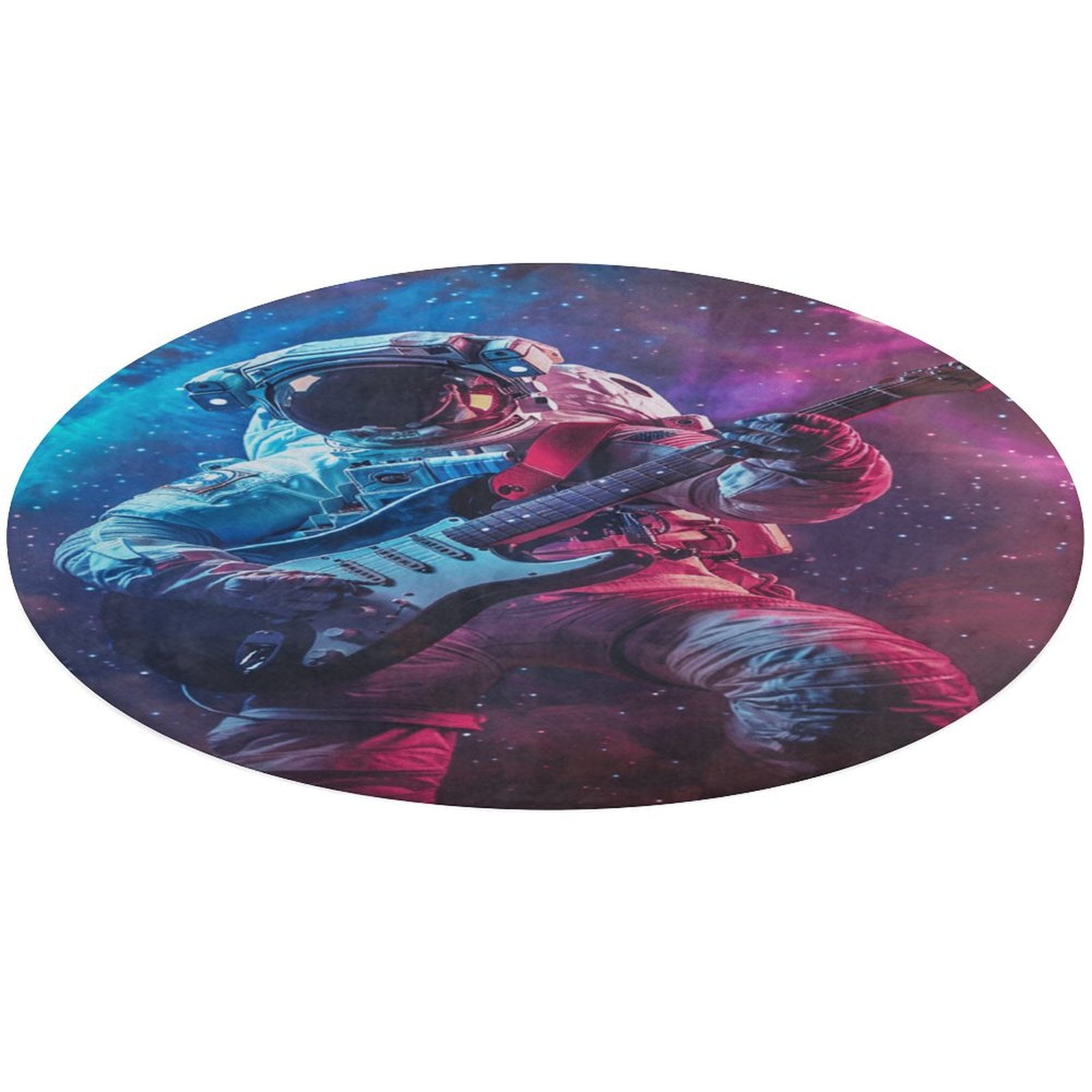 Astronauts Play Guitar in Space Round Small Area Rug, Print Non Slip ...
