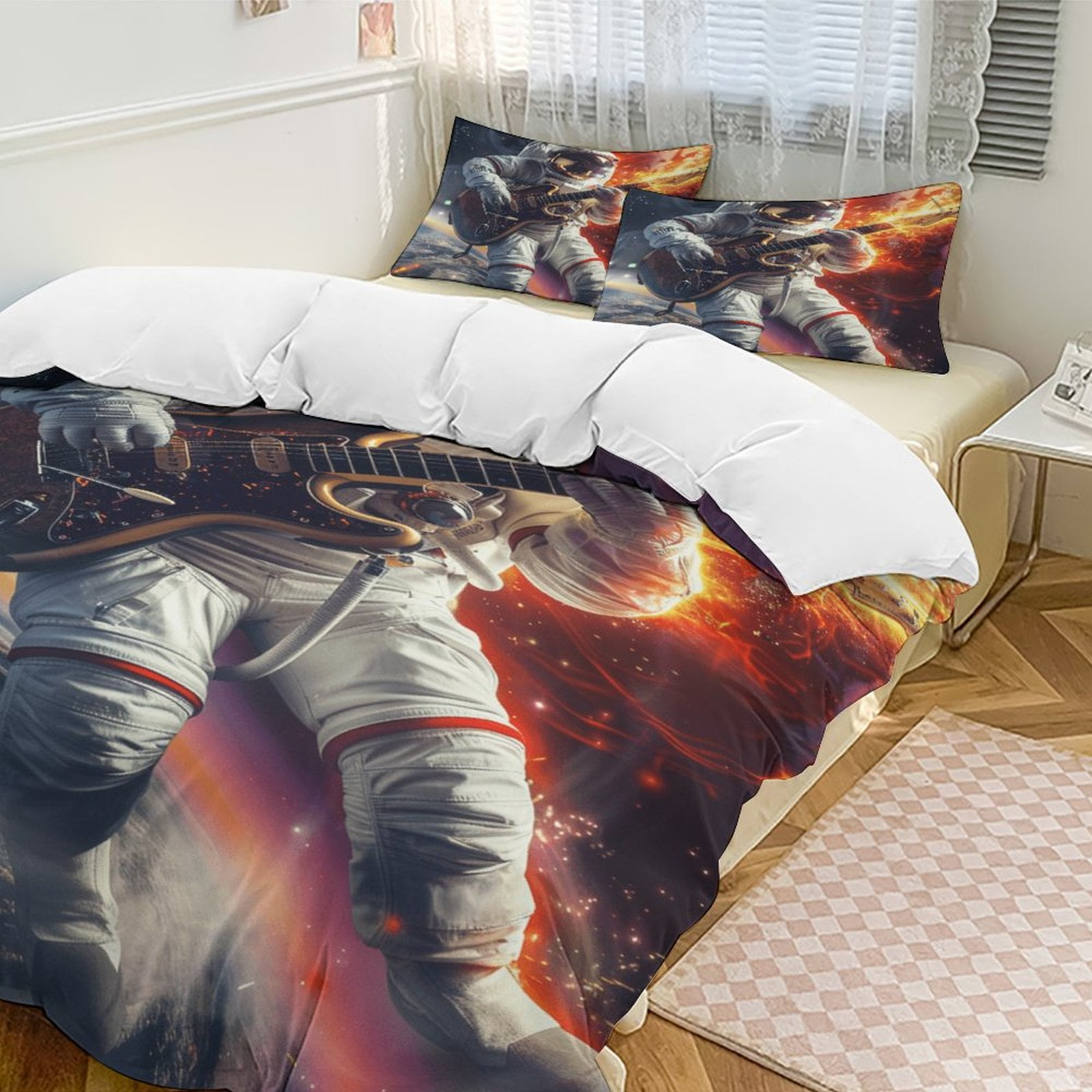 Astronauts Play Guitar in Space 3D Duvet Cover Set Quilt Cover Theme of ...