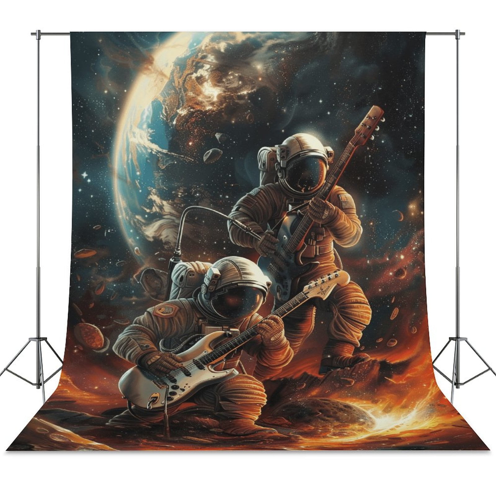 Astronauts Play Guitar in Space Backdrops for Photography Kids Adult ...