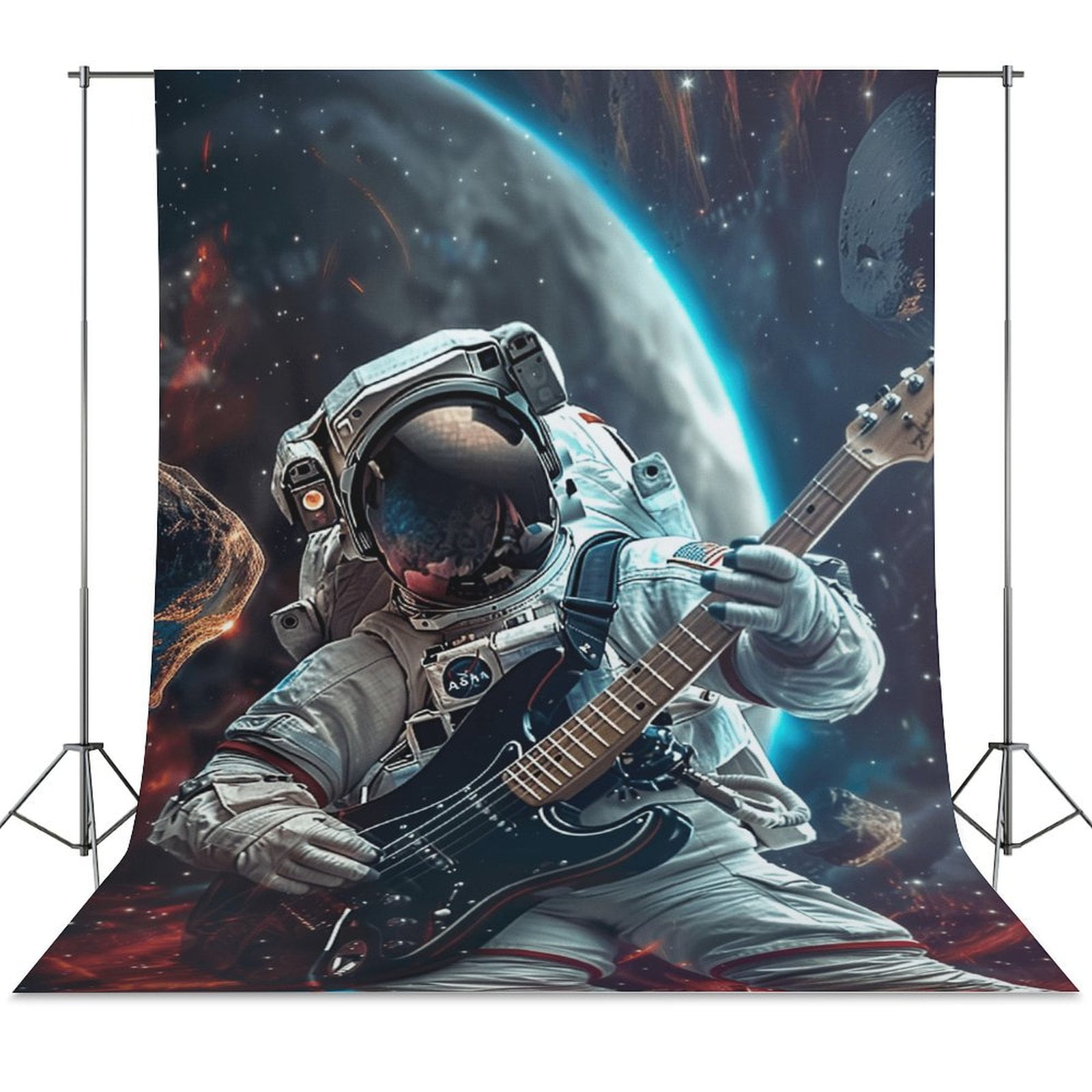 Astronauts Play Guitar in Space Backdrops for Photography Kids Adult ...