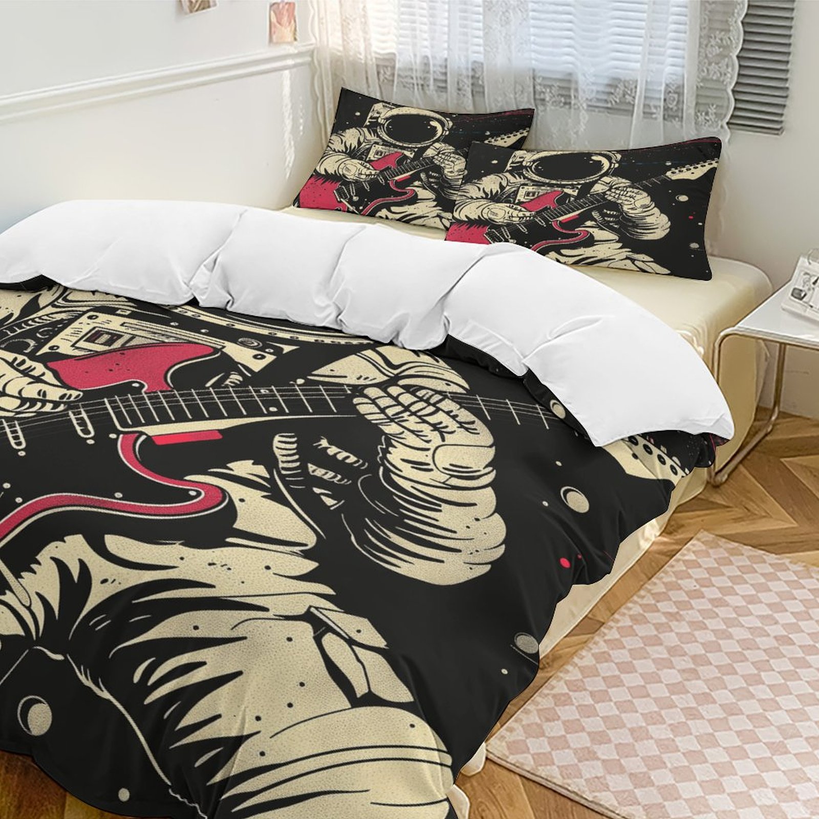 Astronauts Play Guitar in Space Duvet Cover Set Pattern Soft Bedding ...