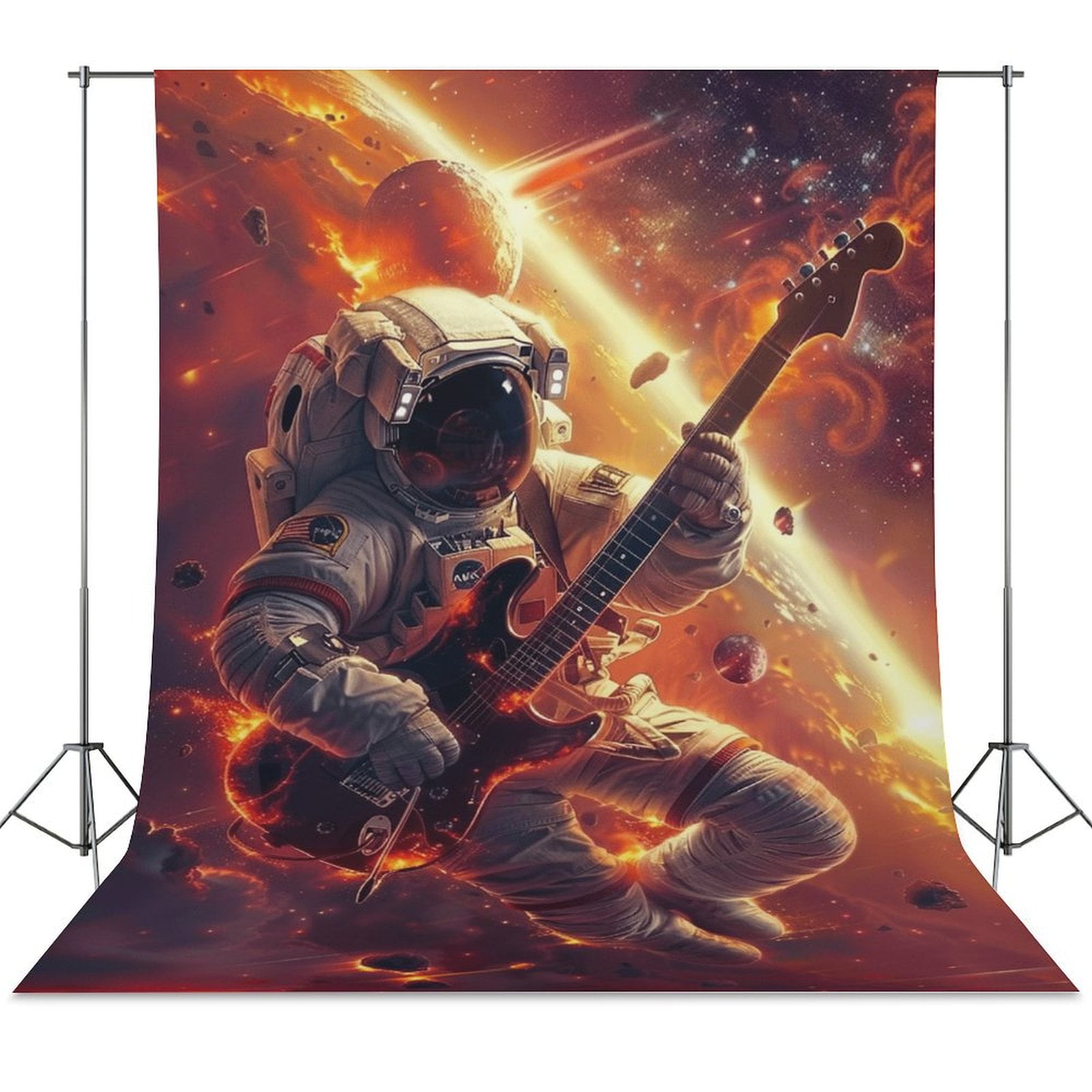 Astronauts Play Guitar in Space Spring Backdrop Backdrops for ...