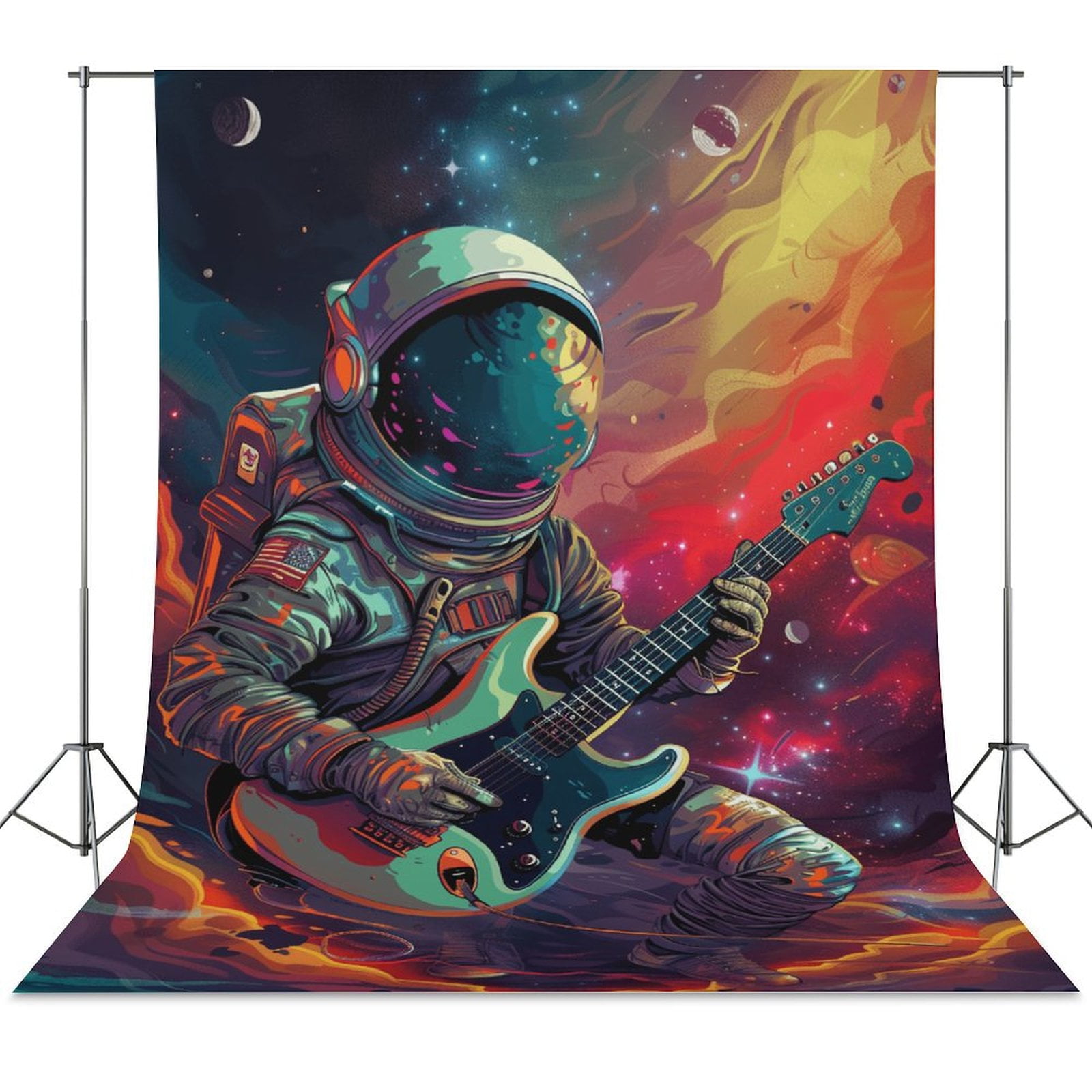Astronauts Play Guitar in Space Spring Backdrop Backdrops for ...