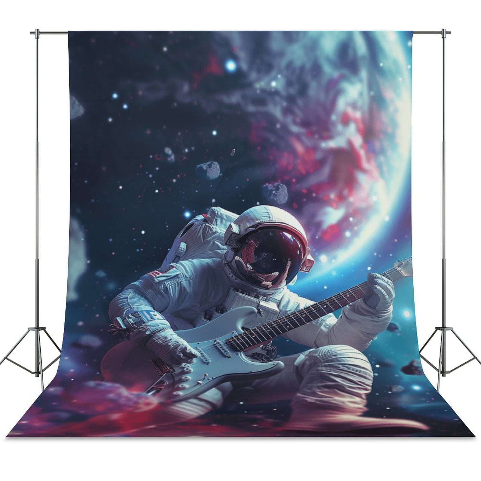 Astronauts Play Guitar in Space Spring Backdrop Backdrops for ...