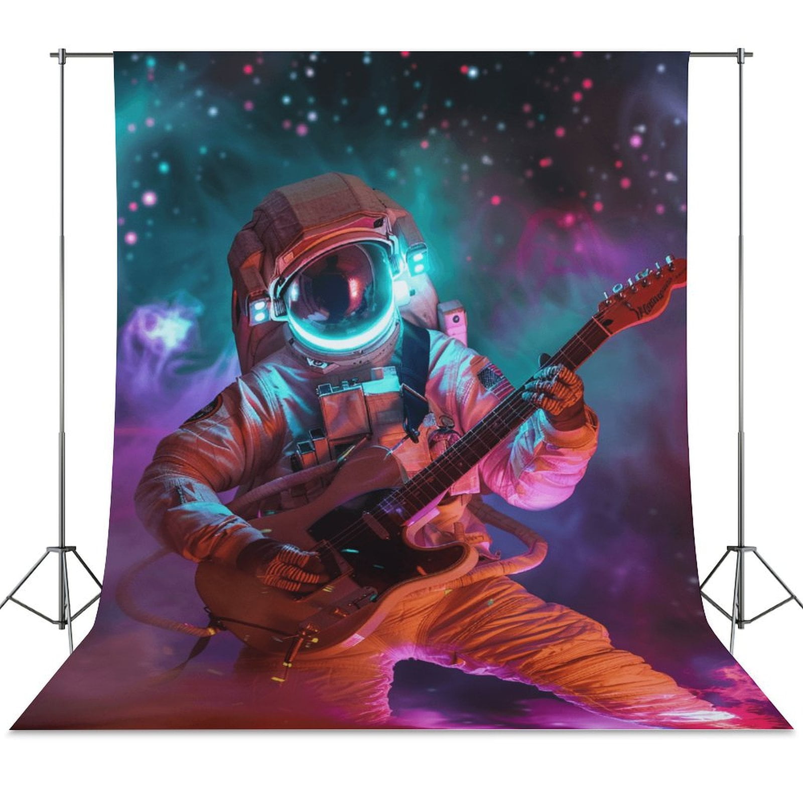 Astronauts Play Guitar in Space Spring Backdrop Backdrops for ...