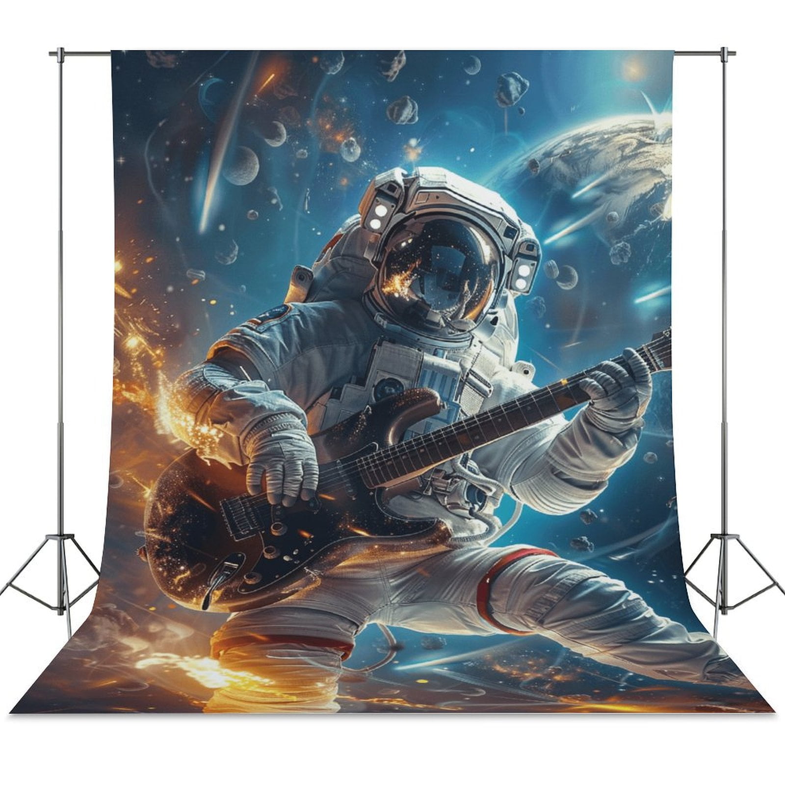 Astronauts Play Guitar in Space Spring Backdrop Backdrops for ...