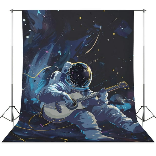 Astronauts Play Guitar in Space Spring Wall Backdrop Background Floral ...