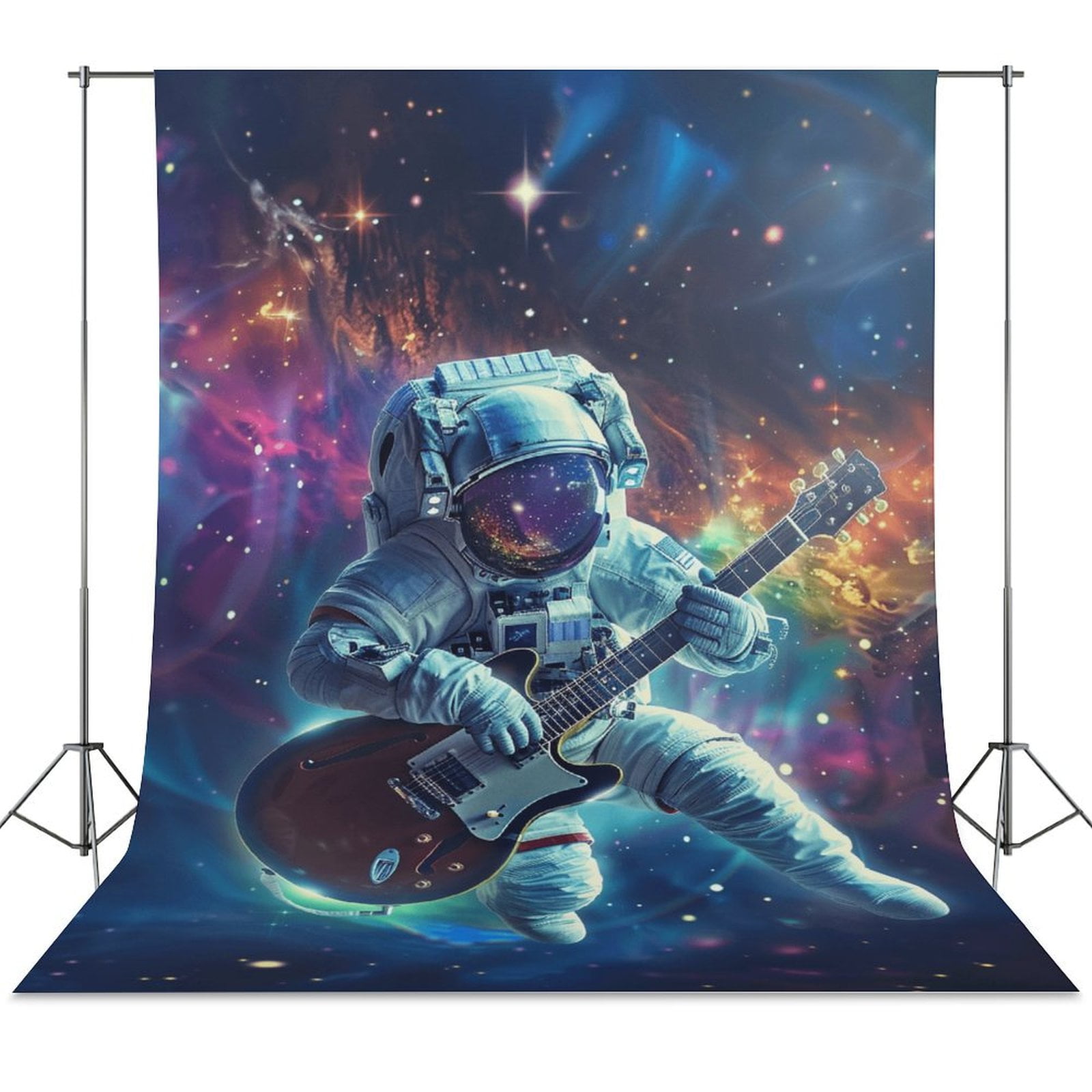 Astronauts Play Guitar in Space Spring Wall Backdrop Background Floral ...