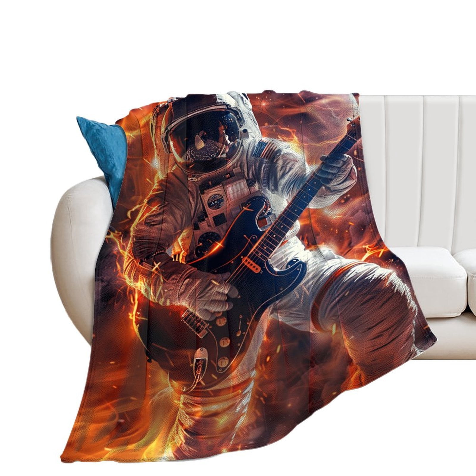 Astronauts Play Guitar in Space Throw Blanket for Women, Men & Kids ...