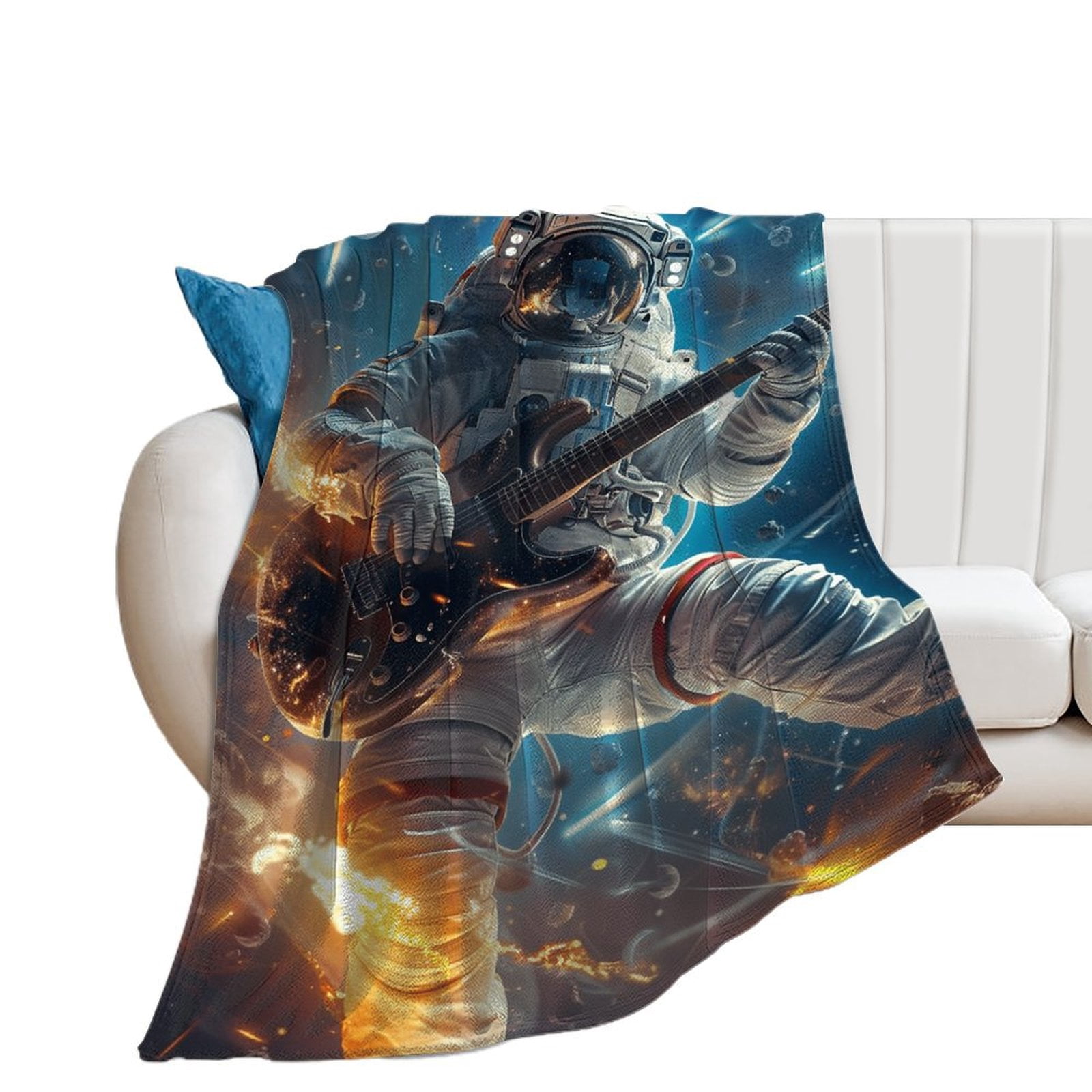 Astronauts Play Guitar in Space Throw Blanket for Women, Men & Kids ...