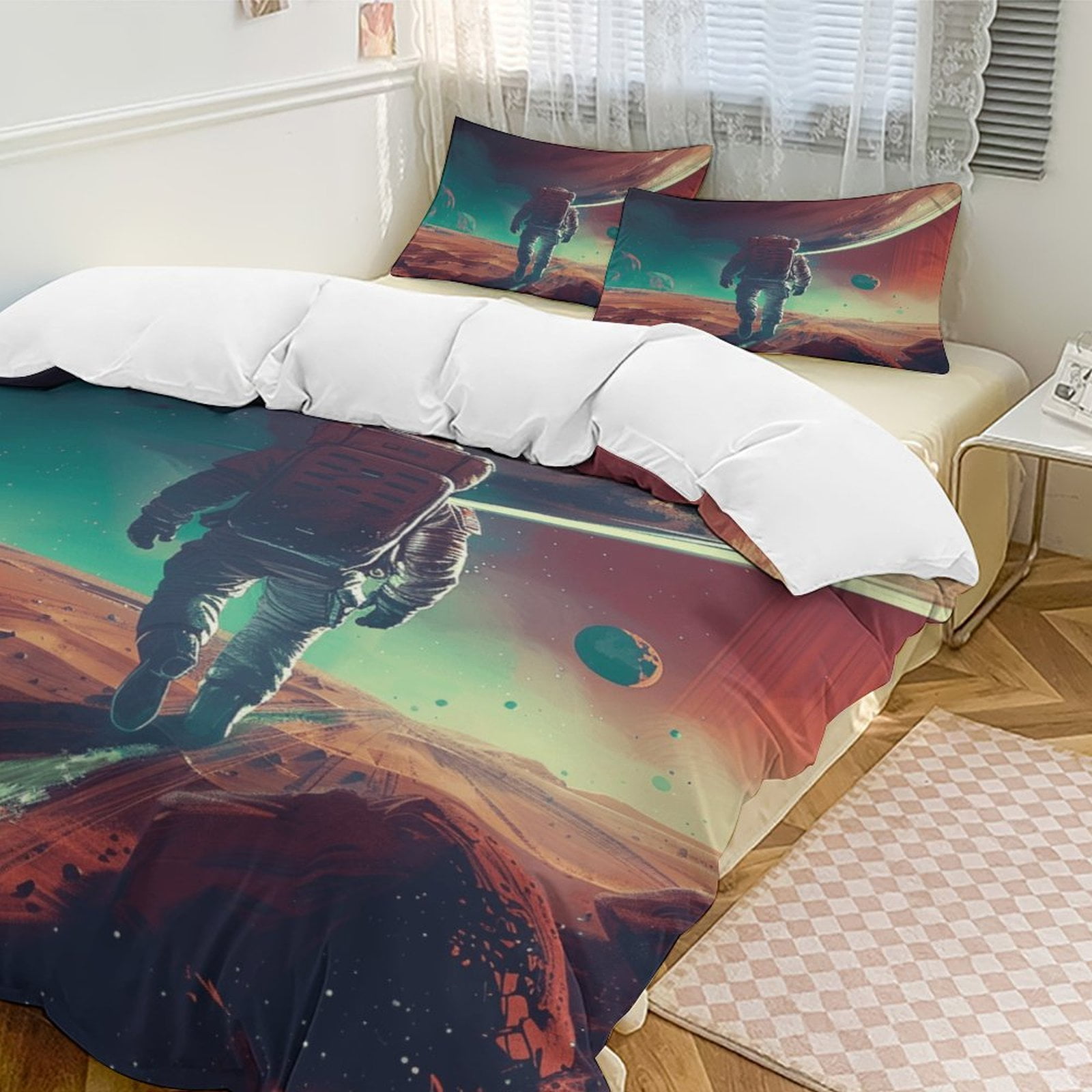 Astronauts in Space Duvet Cover Set King Size for Bedroom Decoration ...