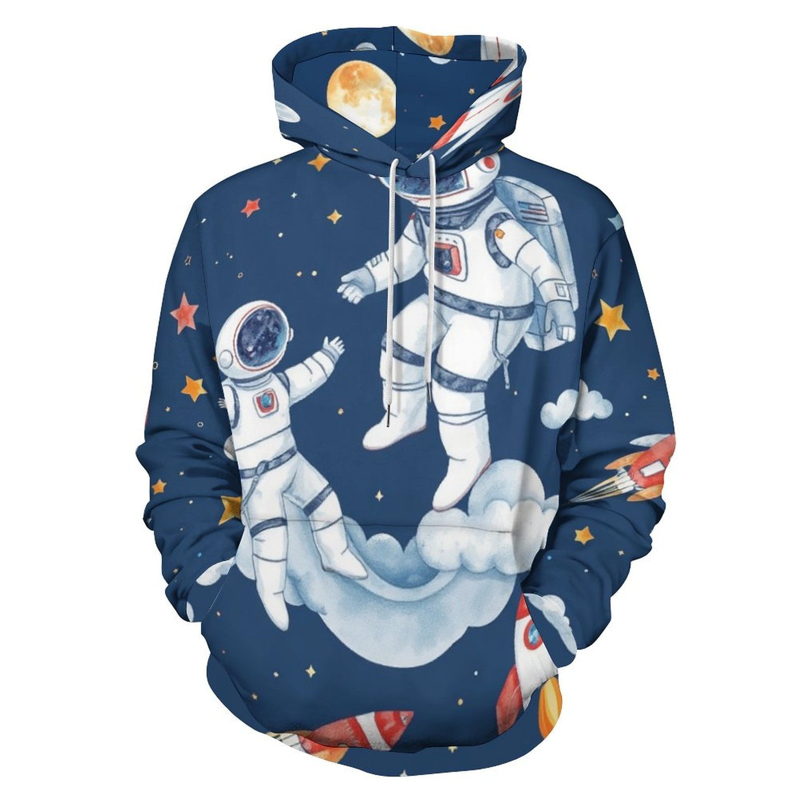 Astronauts Space Rockets Stars Hoodie Men Women Sweatshirt Loose Casual ...