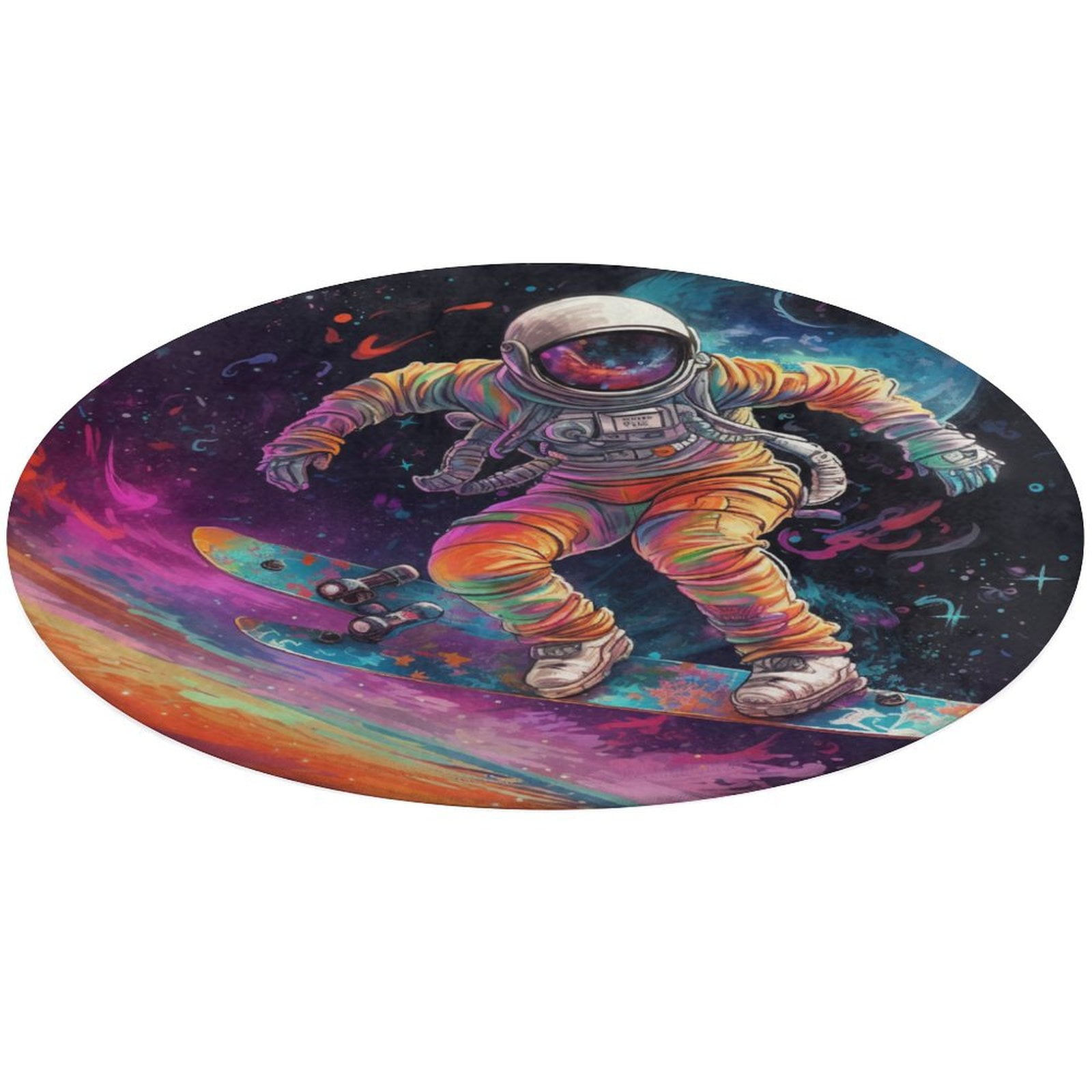 Astronauts in Space Round Rugs -Washable Non-Slip Small Round Area Rug ...