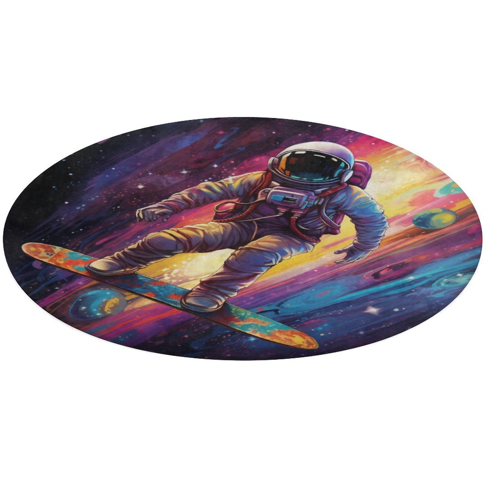 Astronauts in Space Soft Bedroom Round Area Rug, Washable Cute Nursery ...