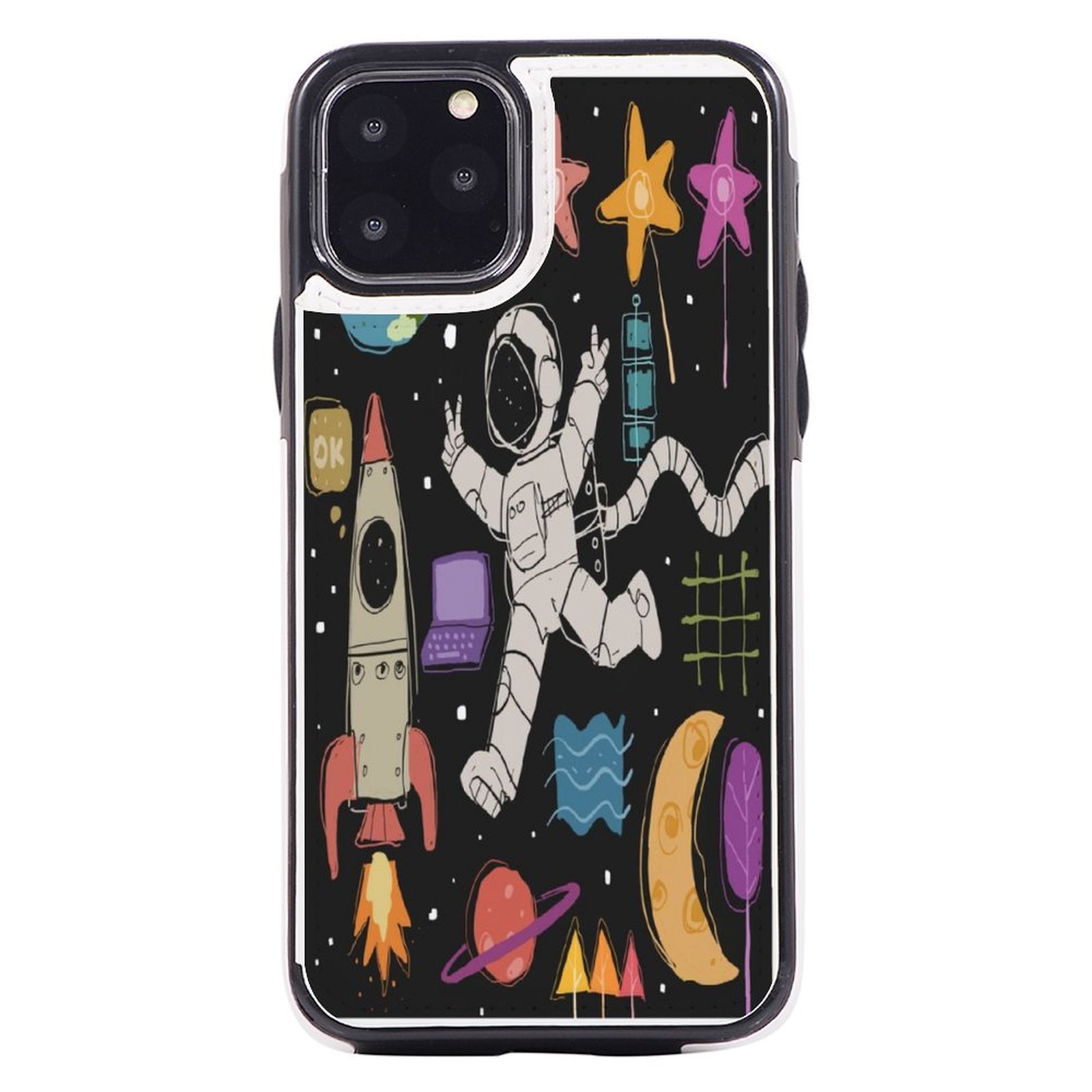 Astronauts, Spaceships, Rockets, Drawing Leather Wallet Case for iPhone ...