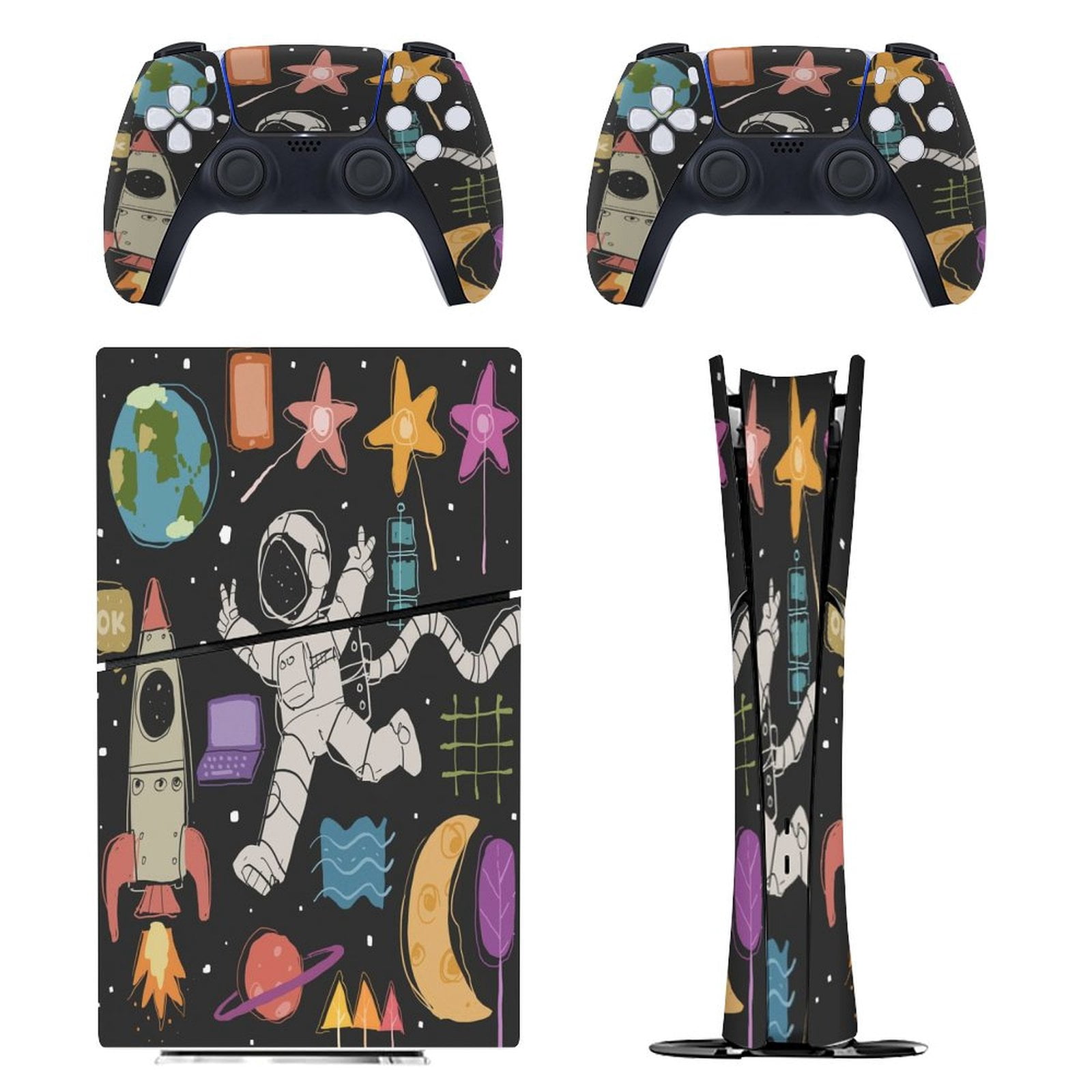 Astronauts, Spaceships, Rockets, Drawing PS5/PS5 Slim Digital Disc Skin ...