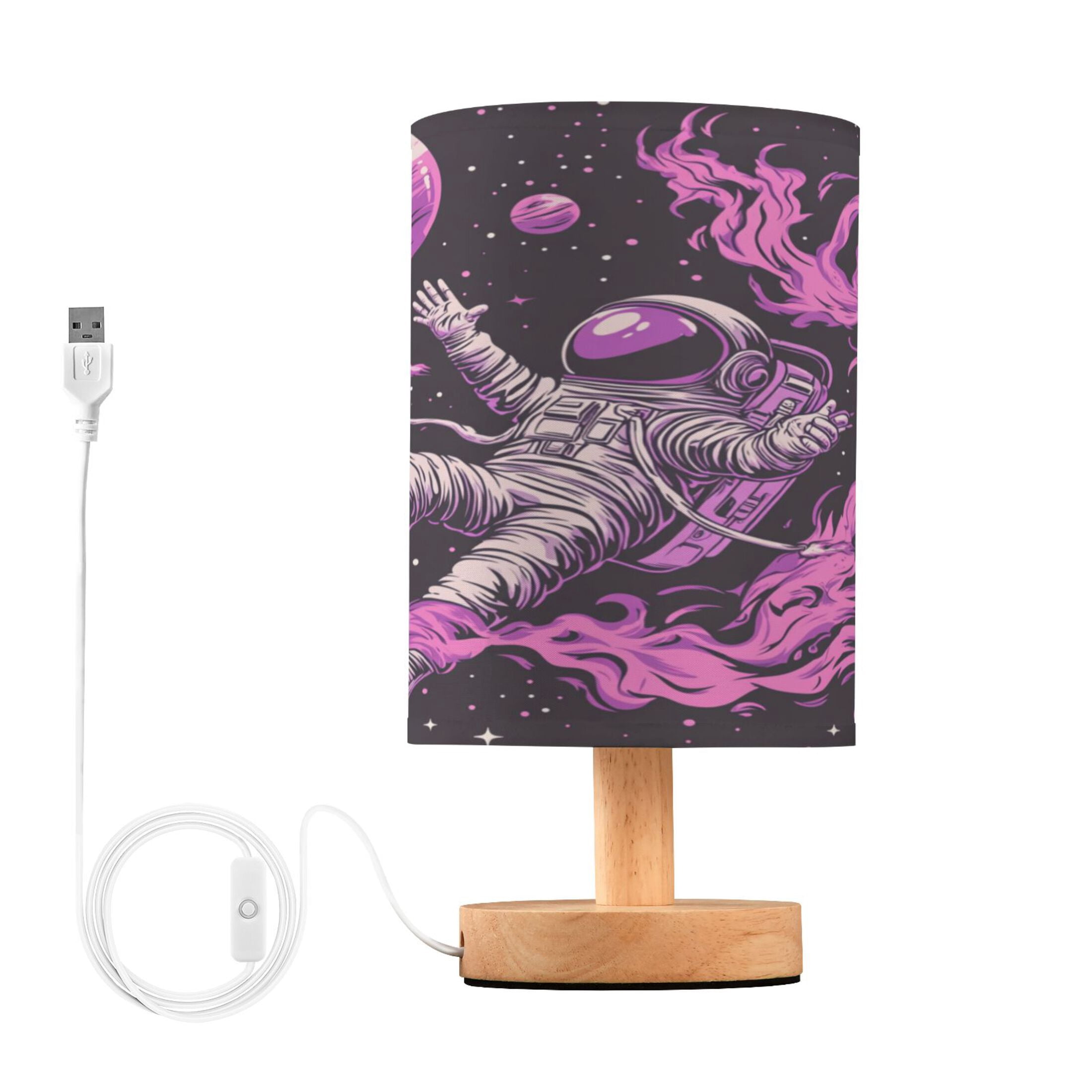Astronauts Surrounded by Smoke Small Lamp Printed Gifts Table Lamp USB ...