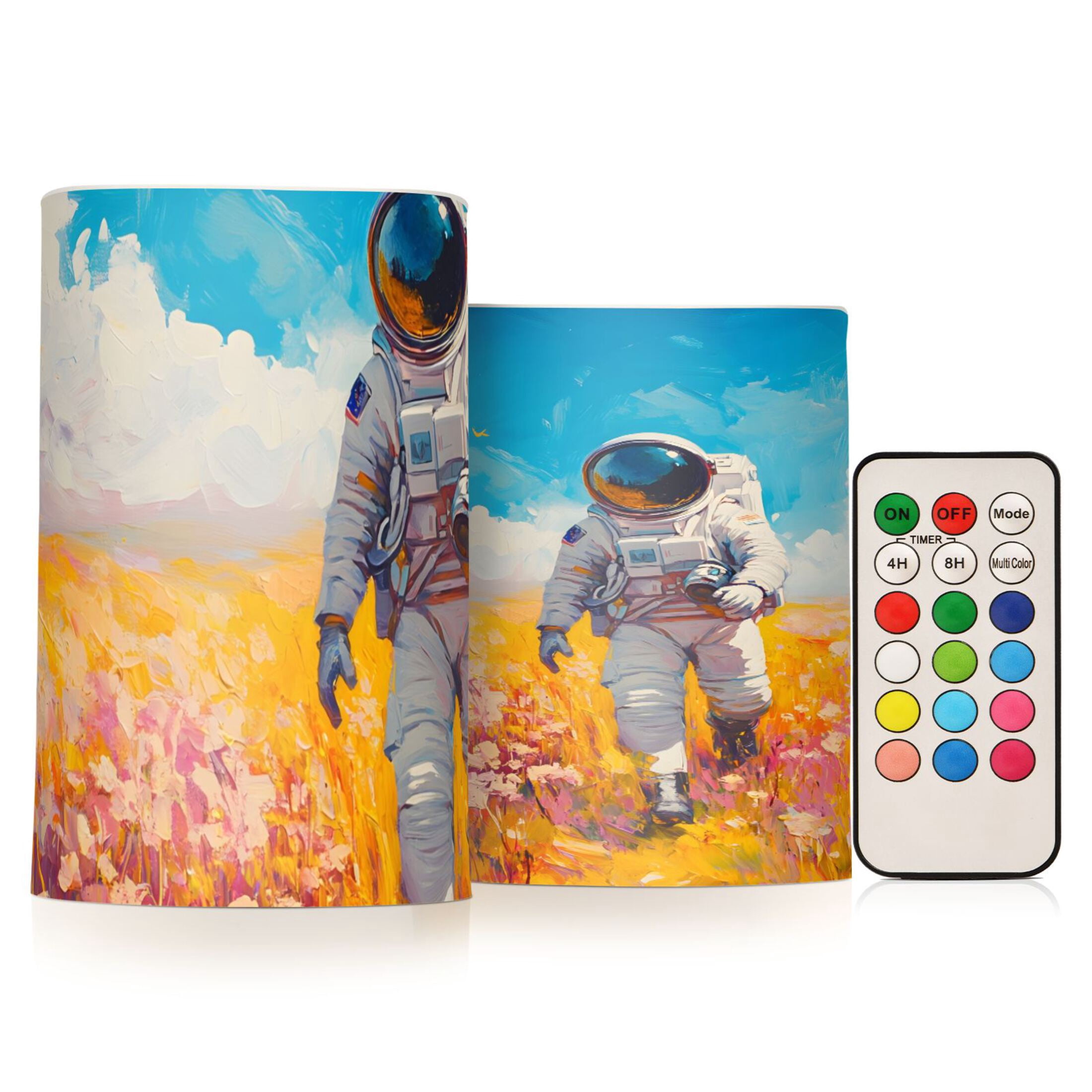 Astronauts Walking Flowers Flickering Flameless Candles Battery ...
