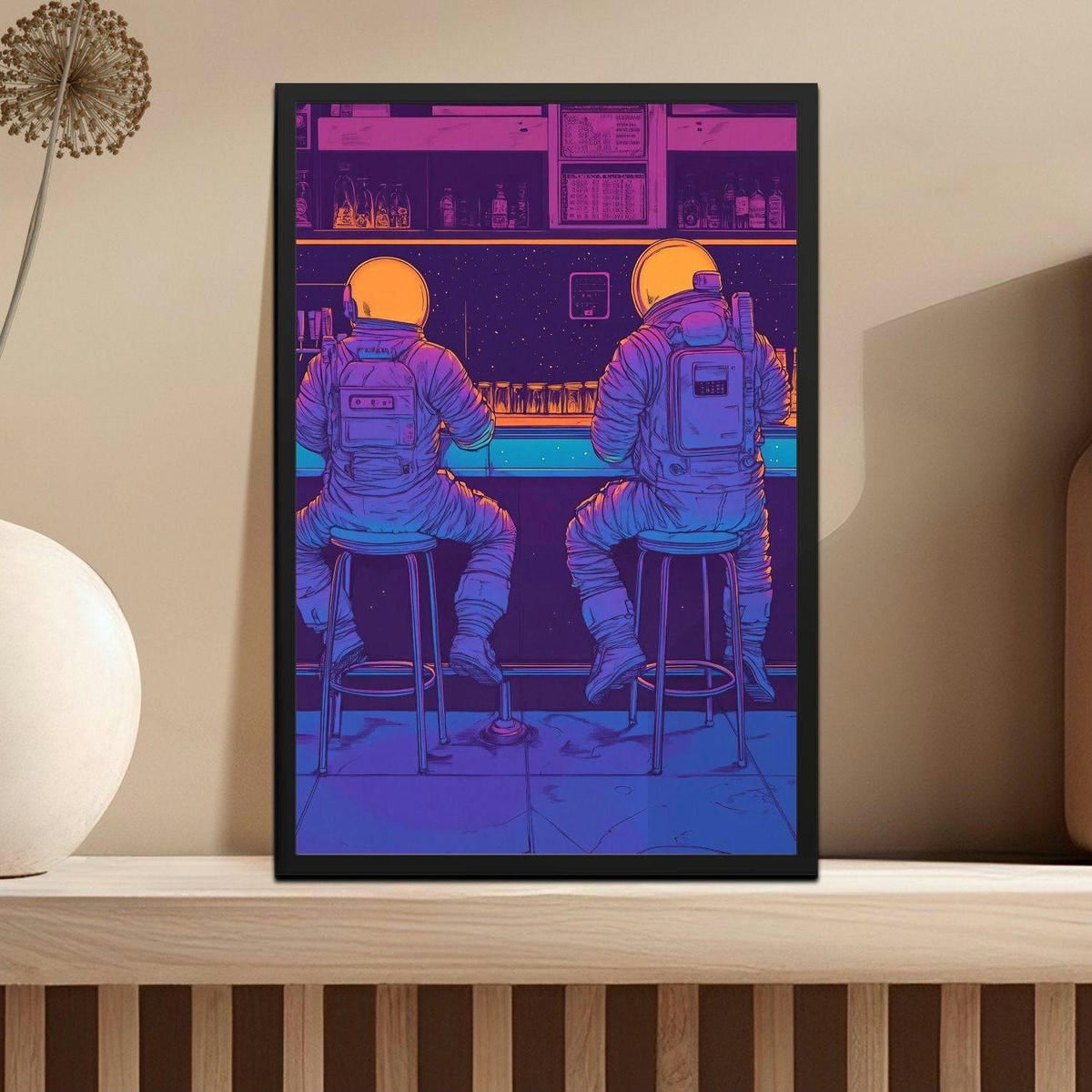 Astronauts at Bar Posters, Retro Space Art, Cosmic Diner Print, Unique Space Travel Posters, Sci ...