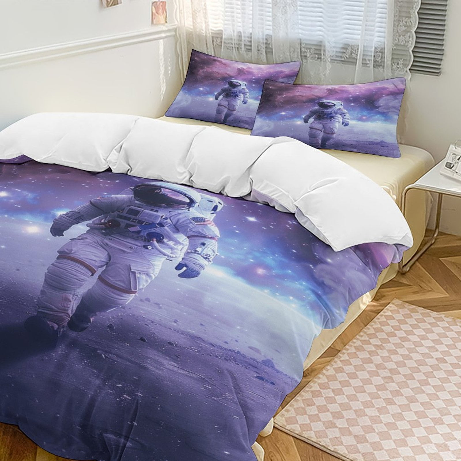 Astronauts in Space 3 Pieces Duvet Cover with Zipper Closure,Premium ...
