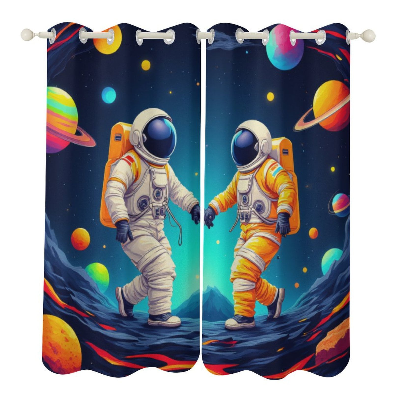 Astronauts in Space Blackout Window Curtains for Bedroom Living Room ...