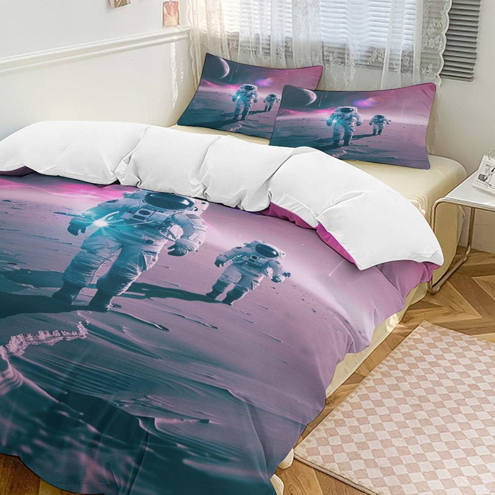 Astronauts in Space Duvet Cover Set Pattern Soft Bedding Set Comforter ...