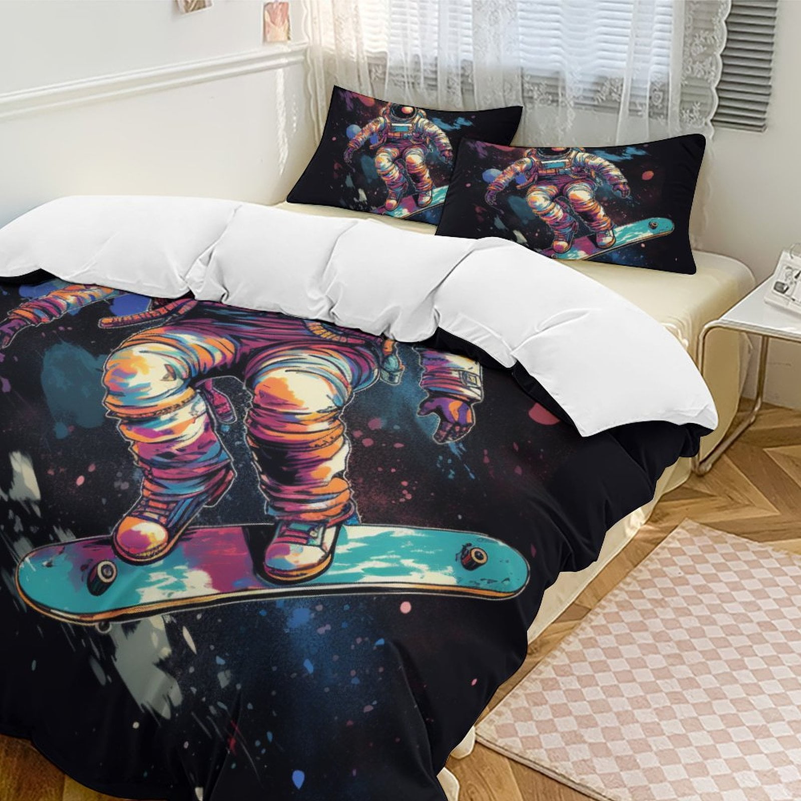 Astronauts in Space Duvet Cover Set Themed Multicolor Polyester Bedding ...