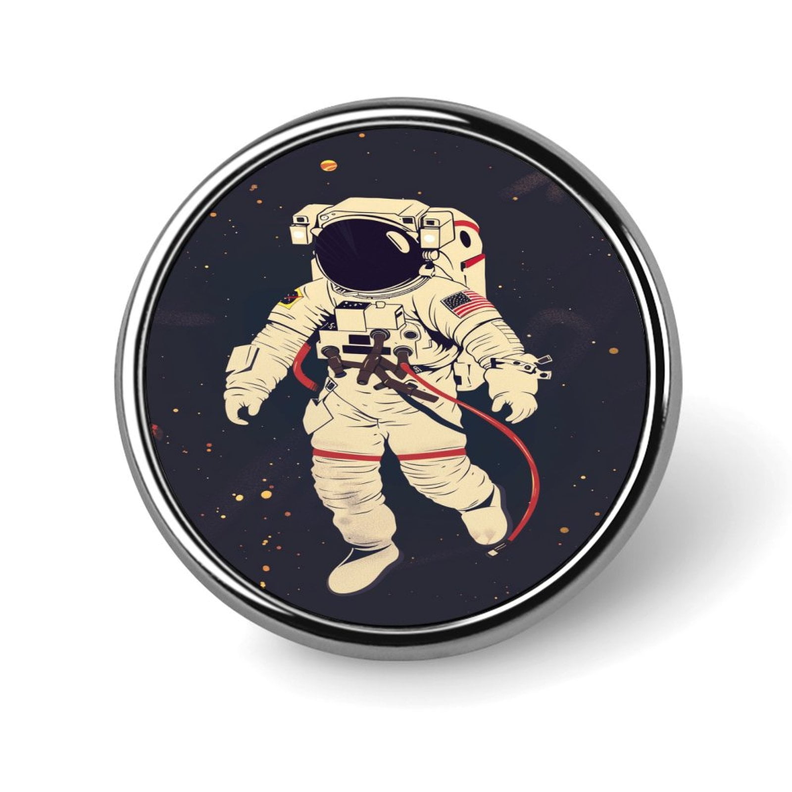 Astronauts in Space Lapel Pin Round Art Badge Accessories Backpacks ...