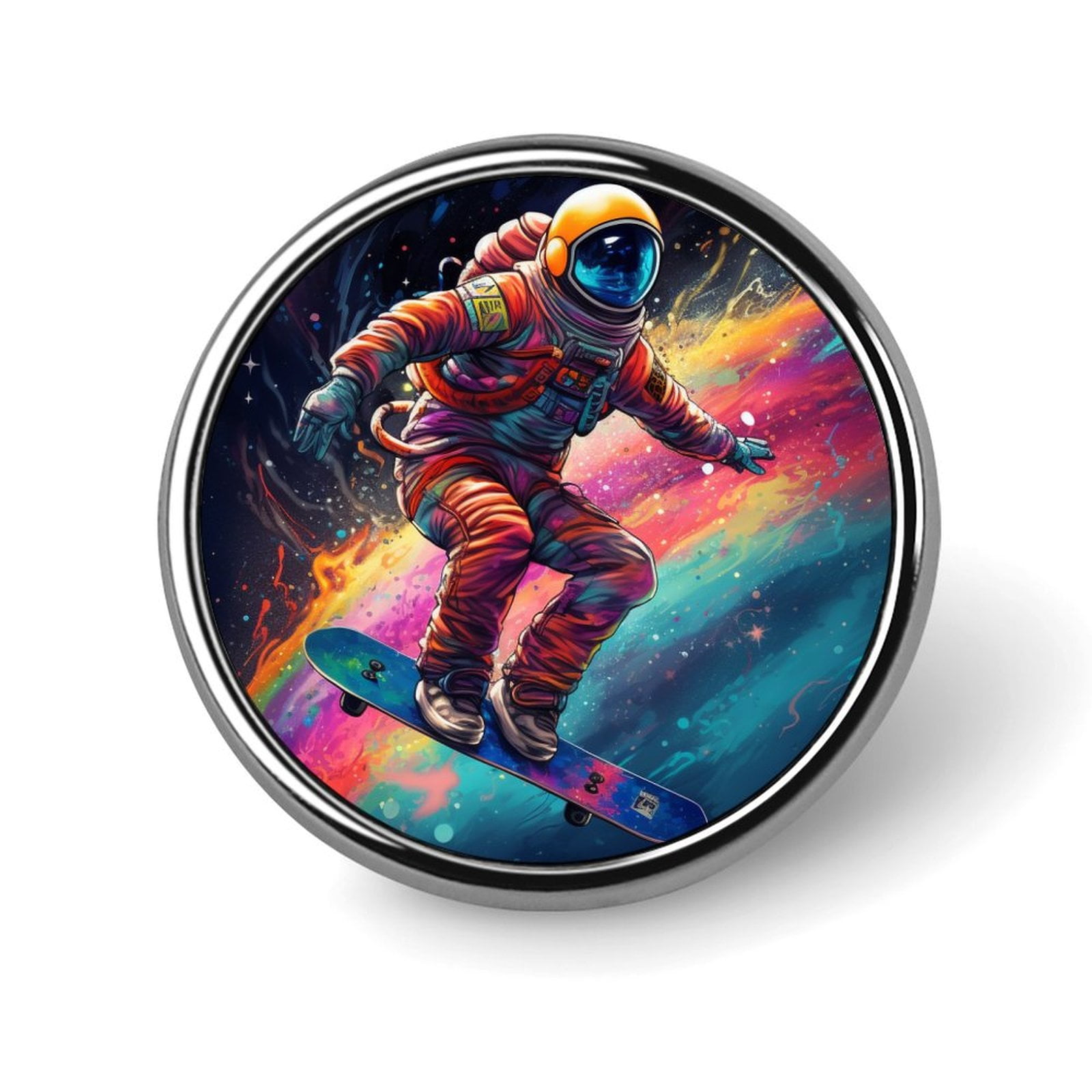 Astronauts in Space Lapel Pin Round Art Badge Accessories Backpacks ...