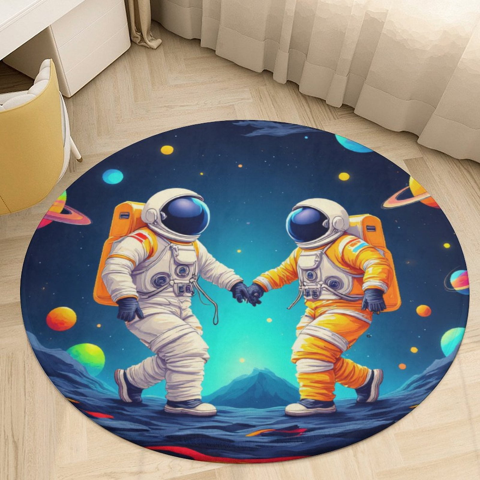 Astronauts in Space Round Area Rugs for Bedroom Living Room, 6FT Soft ...