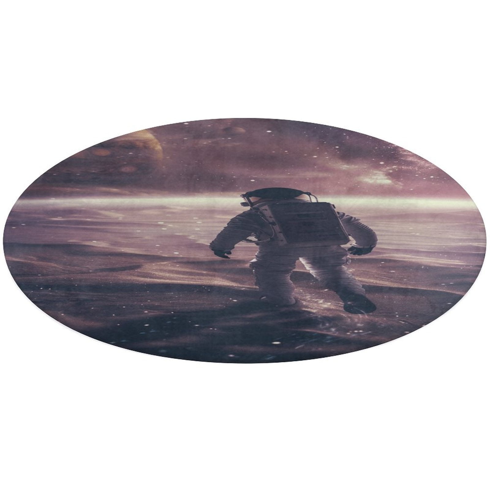 Astronauts in Space Round Small Area Rug, Print Non Slip Washable Floor ...