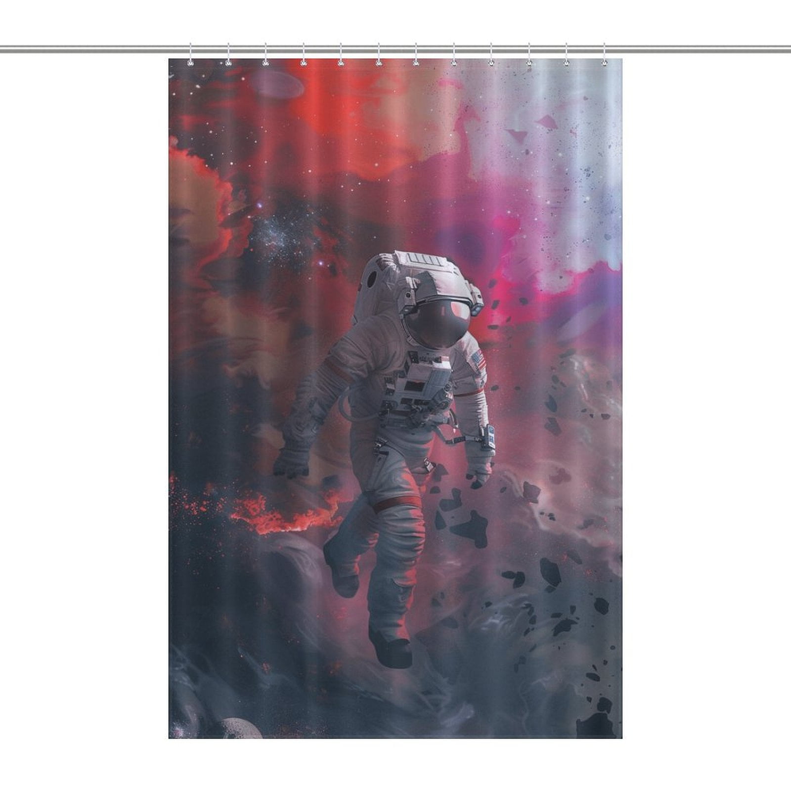 Astronauts in Space Shower Curtain Modern Home Bathroom Bathtub Decor ...