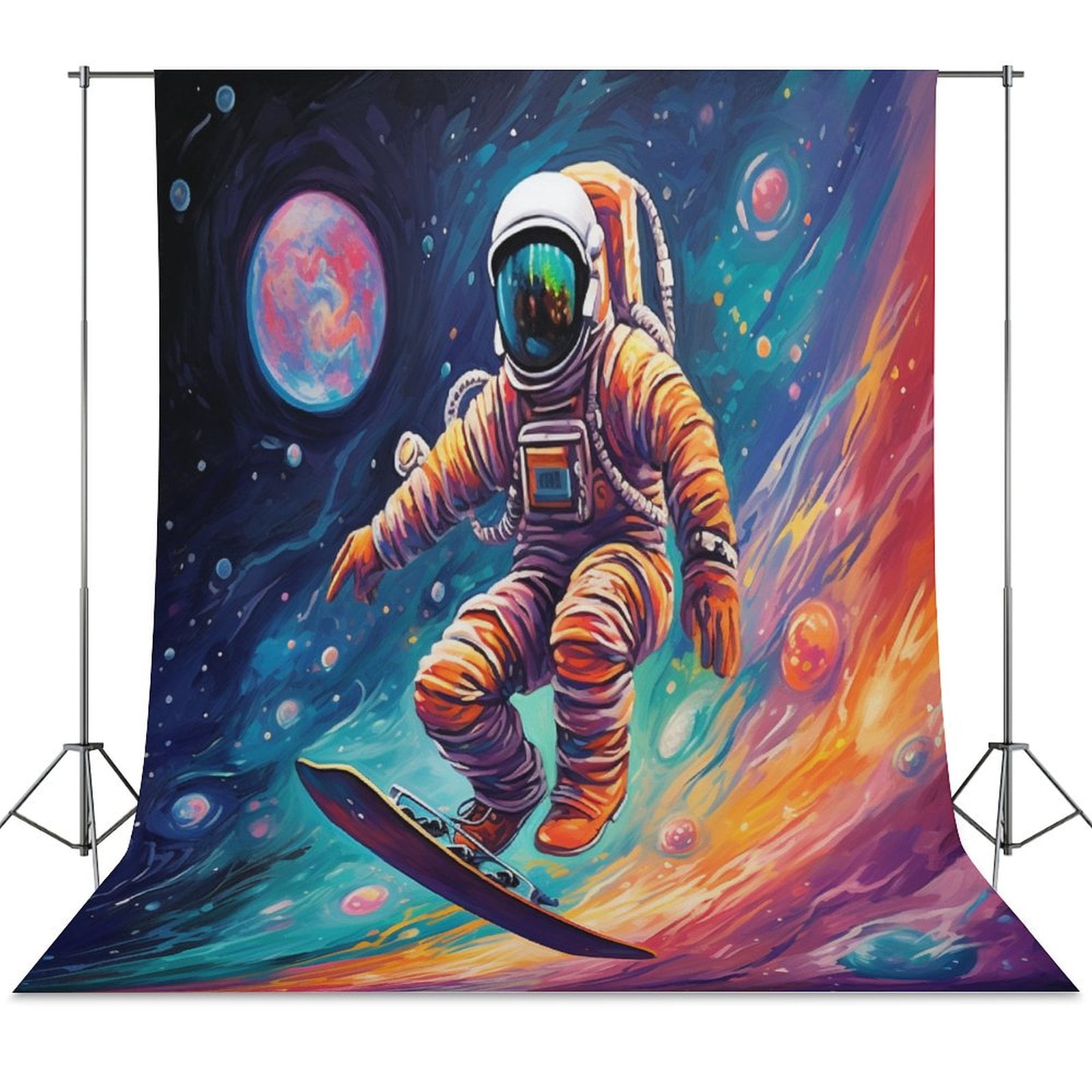 Astronauts in Space Spring Wall Backdrop Background Floral Backdrops ...