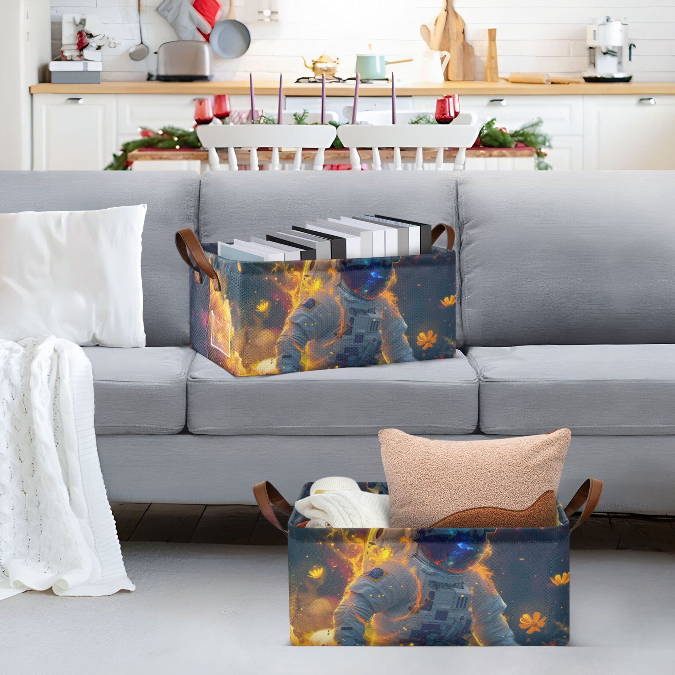 Astronauts in Space Storage Bins with Handles Foldable Storage Baskets ...