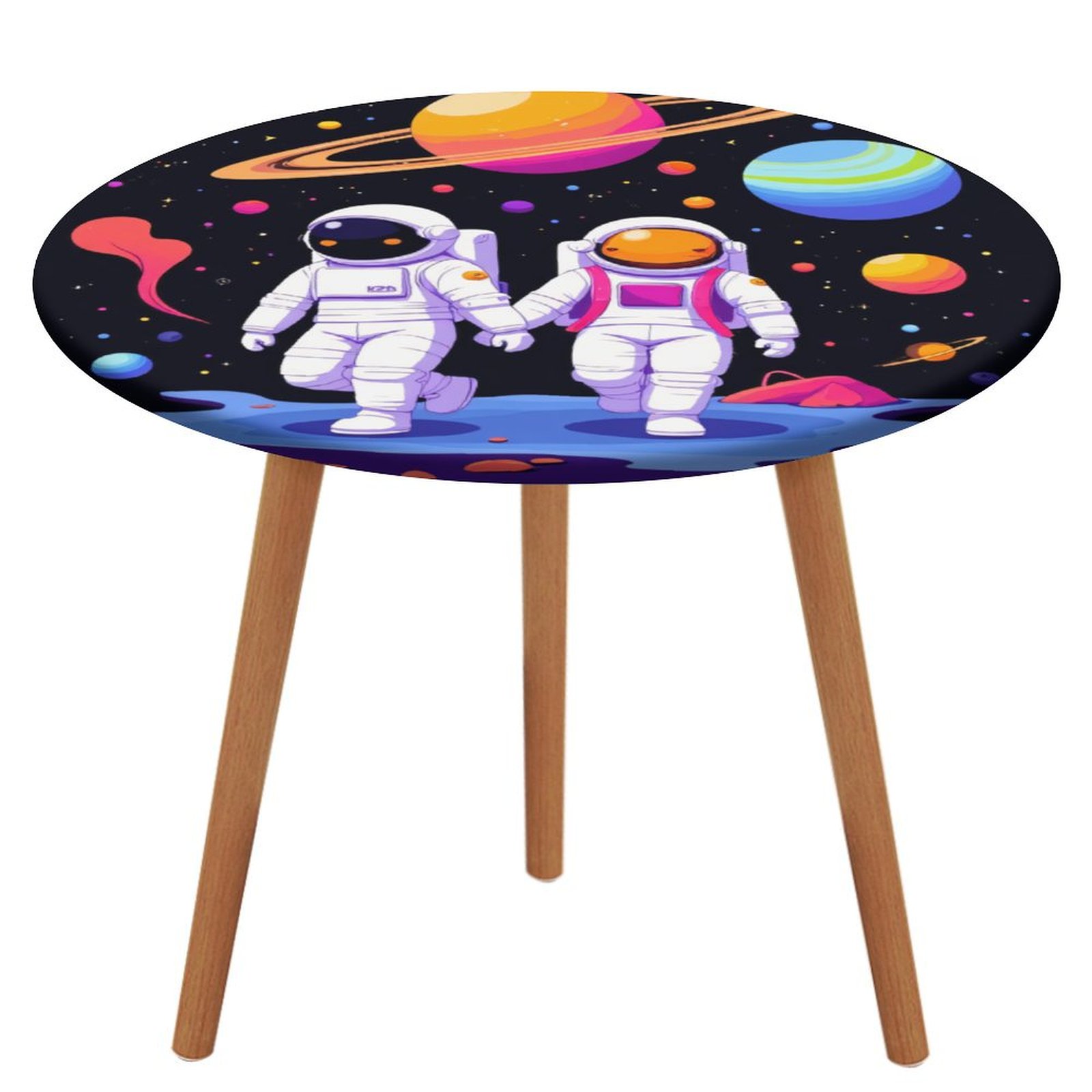 Astronauts in Space with Planets Pattern Round Tablecloth Waterproof ...