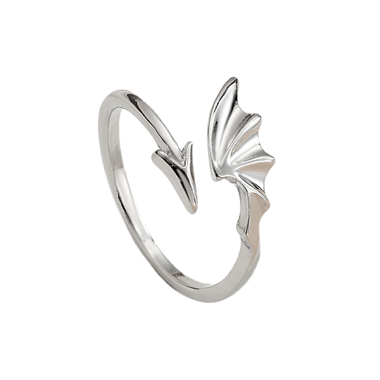 AstronomicalGothic Wing Open Rings for Couples - Adjustable Alloy ...