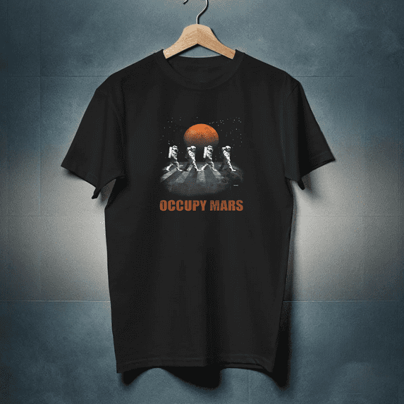 Astronomy Occupy Mars Graphic Tee Shirt - Astronauts Walking in Space T ...