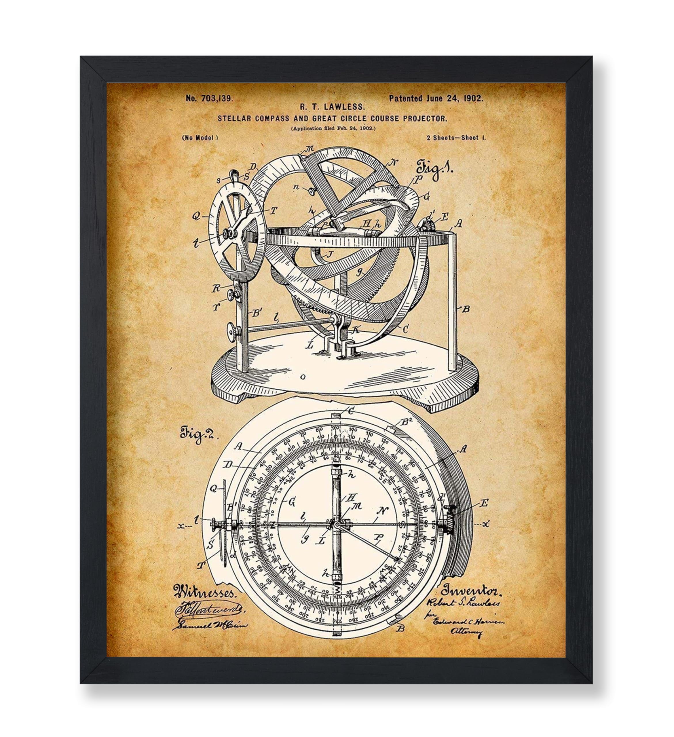 Astronomy Poster - Nautical Stellar Compass - 11x14 Unframed Art Print ...
