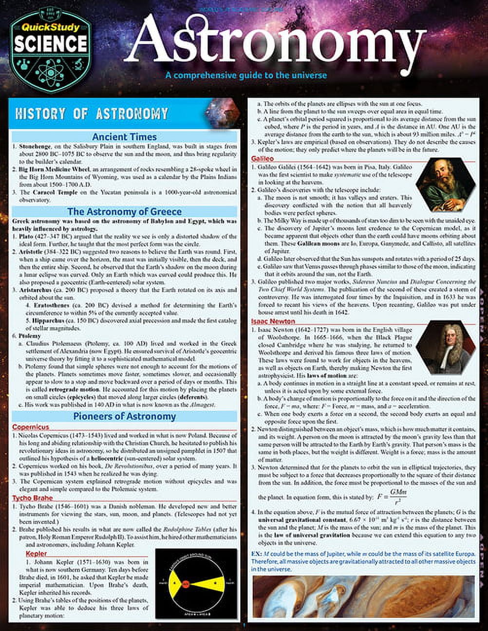 Astronomy : QuickStudy Laminated Reference Guide to Space, Our Solar ...