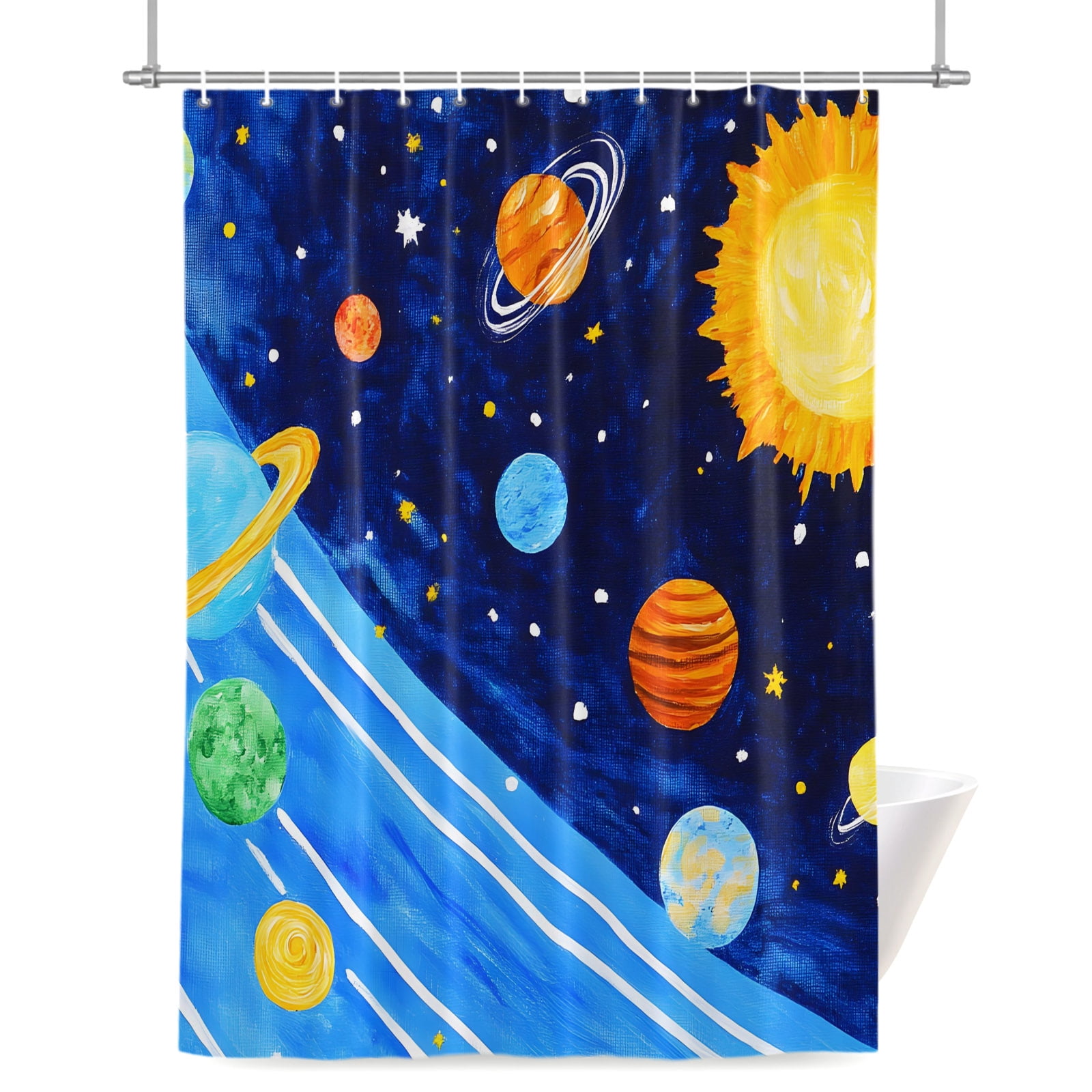 Astronomy Shower Curtains for Bathroom, Planets Saturn Sun Stars Galaxy ...